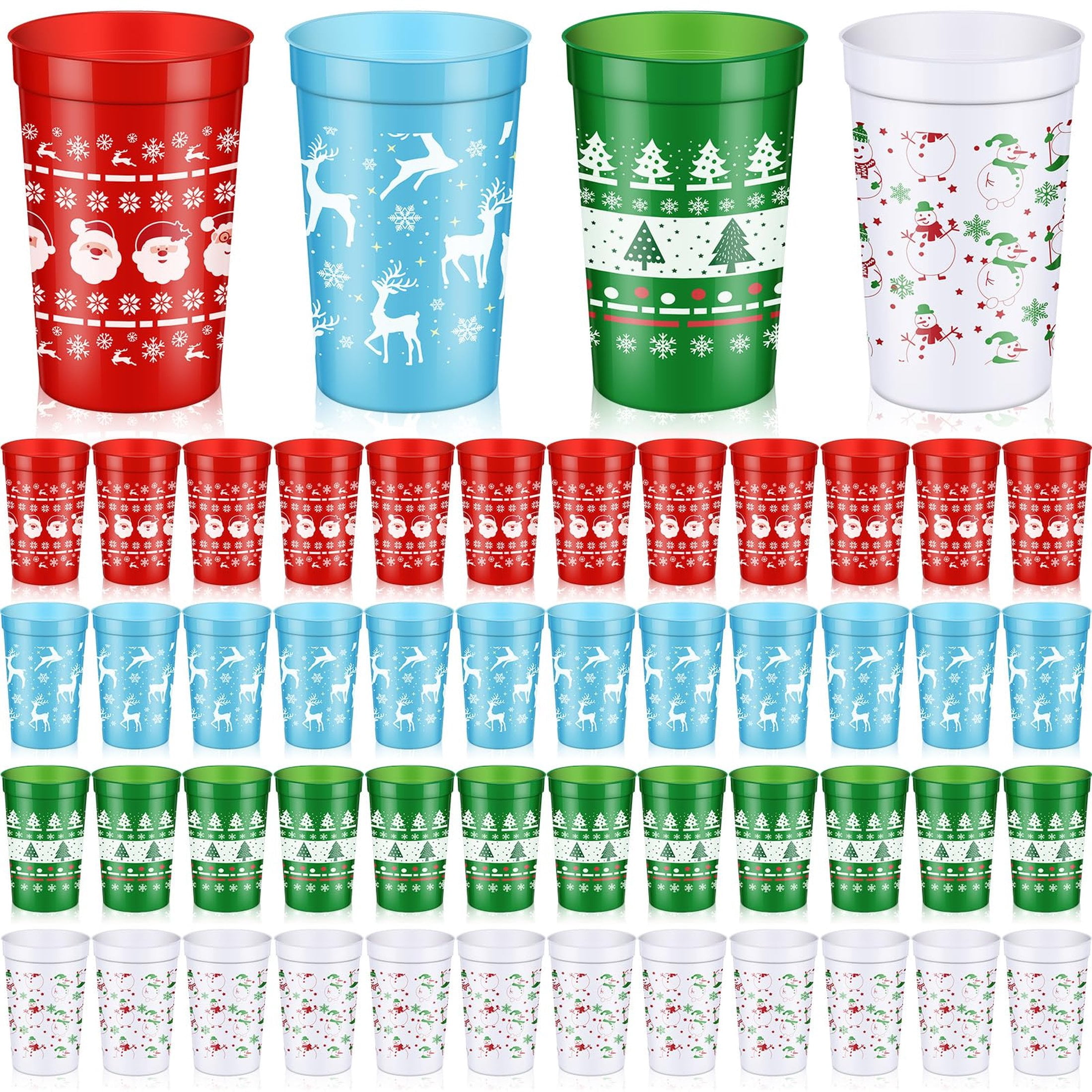 Vibrant 48-Pack Disposable Plastic Cups for Parties - Red and Green ...