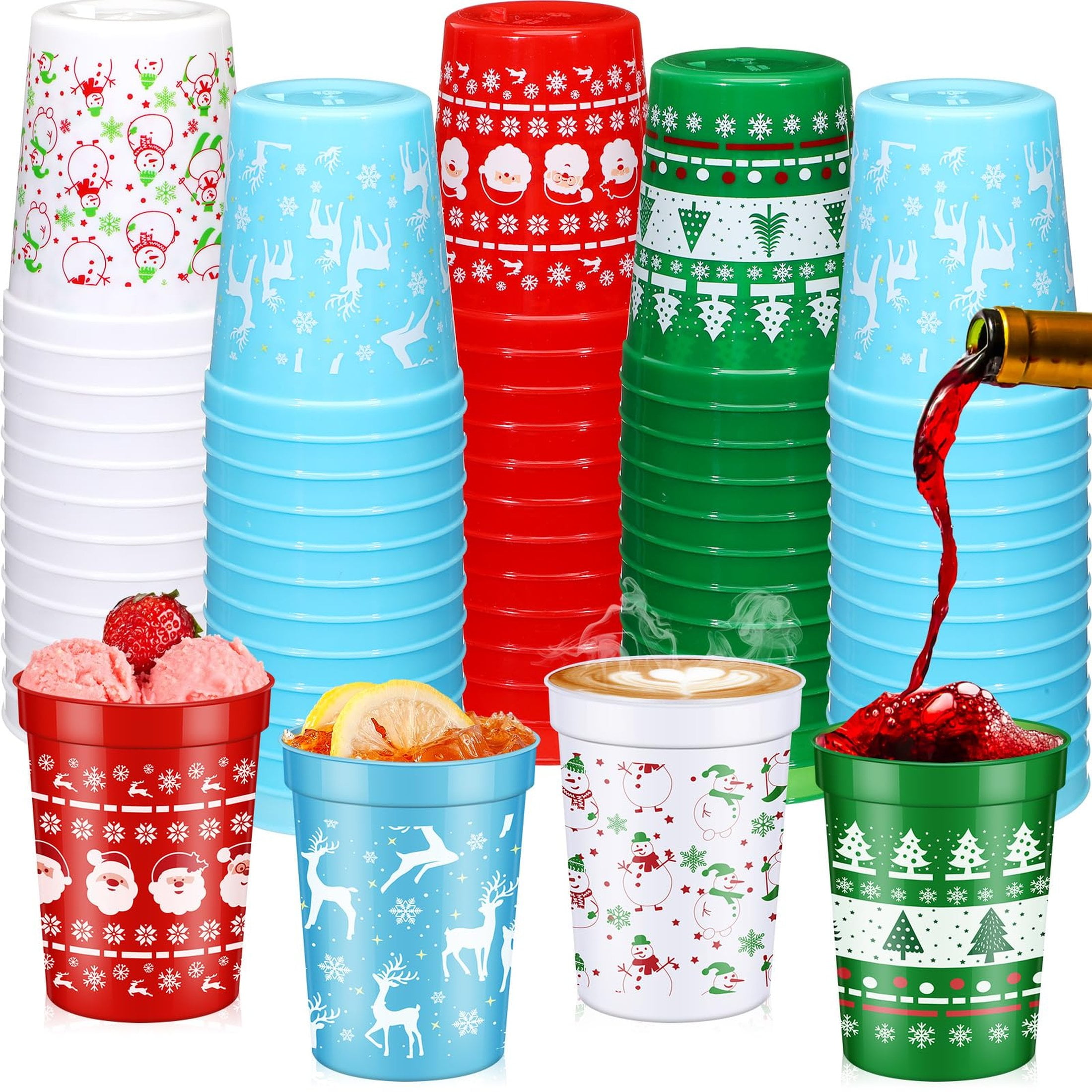 Vibrant 48-Pack Disposable Plastic Cups for Parties - 16 oz Red and ...