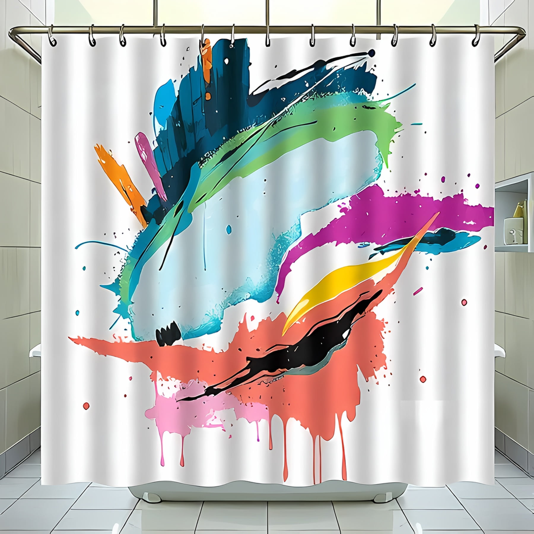 Vibrant Abstract Color Explosion Shower Curtain - Modern Art Design for ...