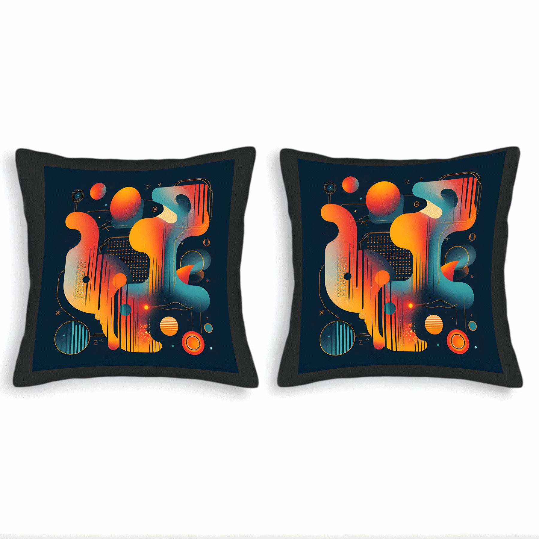 Vibrant Abstract Geometric Throw Pillow Covers 18x18in Set of 2 ...