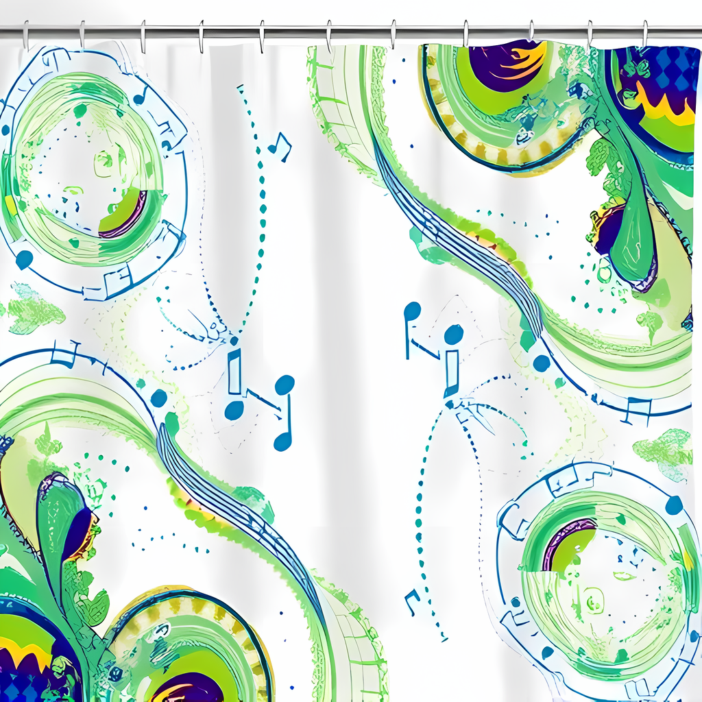 Vibrant Abstract Musical Notes Shower Curtain - Swirling Green & Teal ...