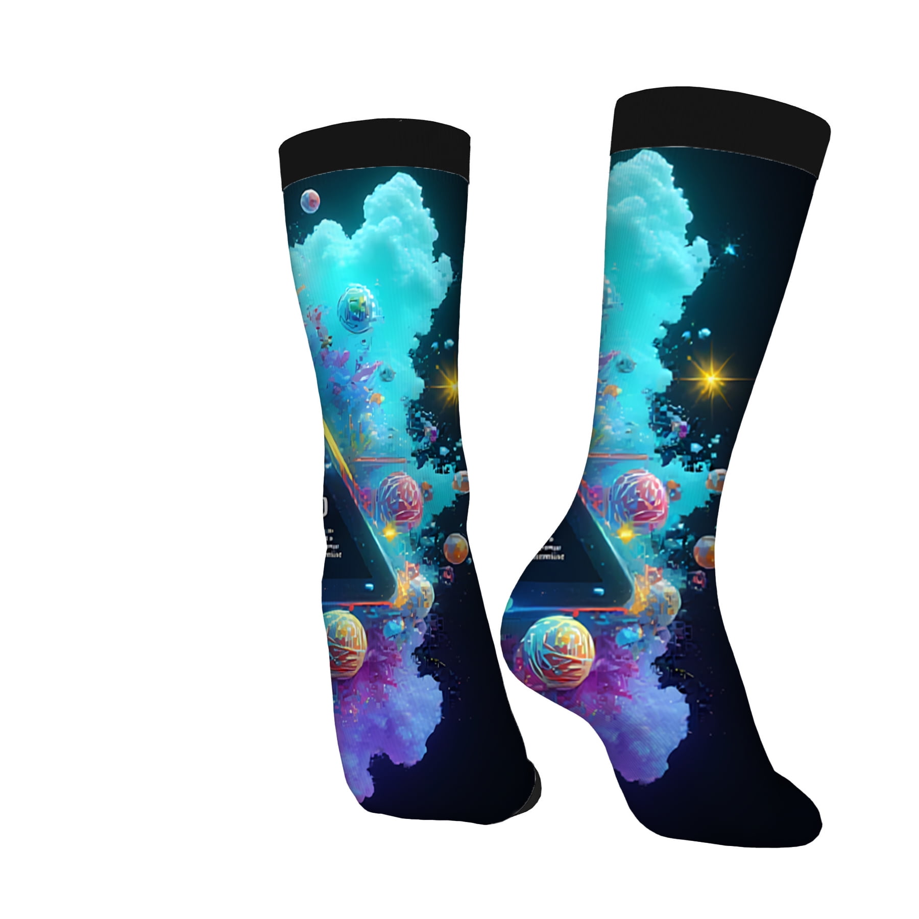 Vibrant Abstract Socks - 2 Pairs of Unisex Trendy Mixed Color Socks ...
