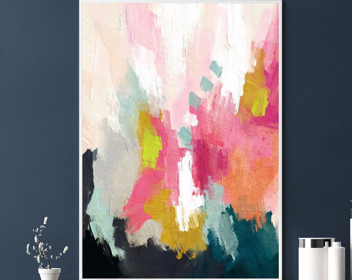 Vibrant Abstract Wall Art Print: Minimalist Contemporary Painting For ...