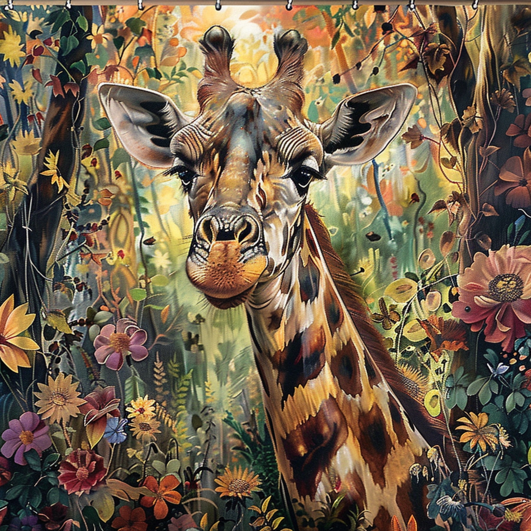 Vibrant African Giraffe Shower Curtain: Klimtstyle detailed eyecatching ...