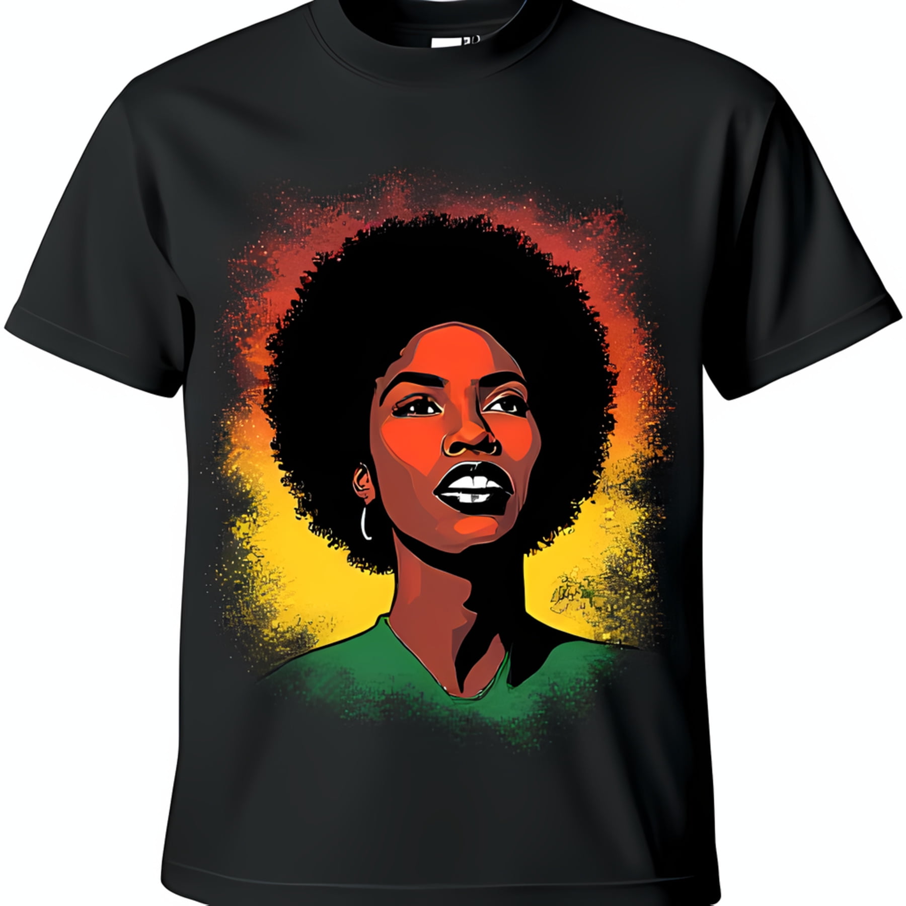 Vibrant Afro Portrait T-Shirt for Women Bold Colorful Design ...