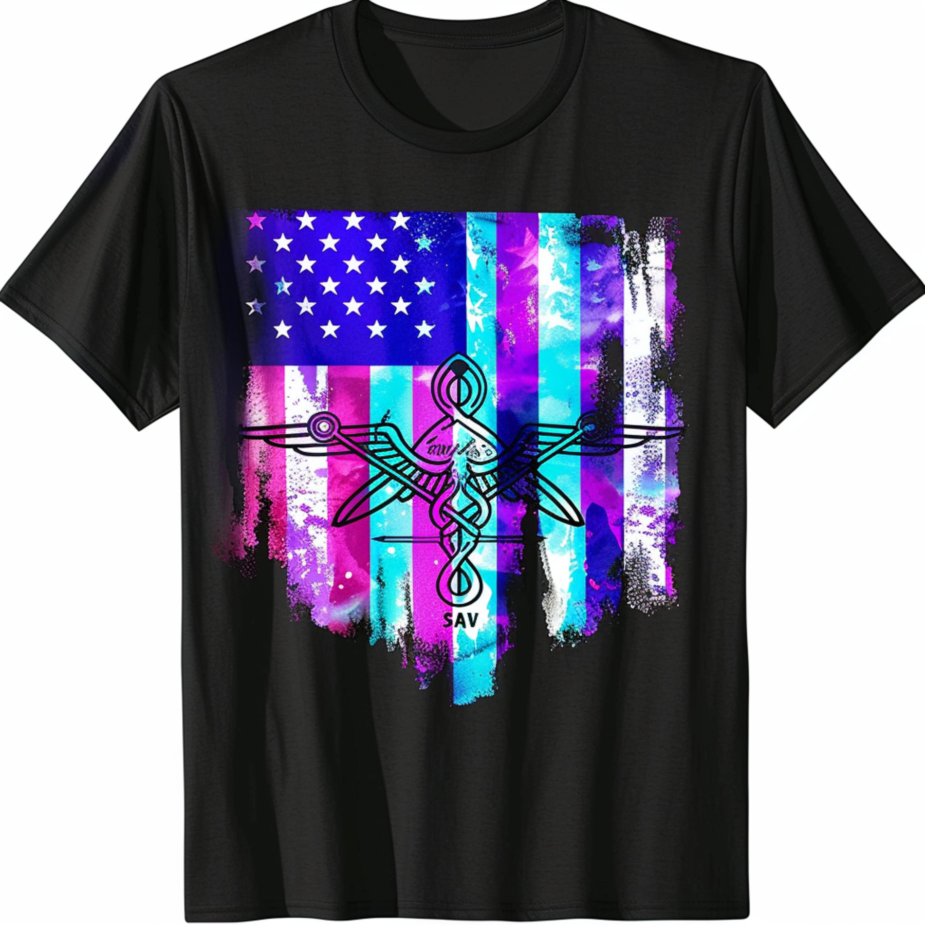 Vibrant American Flag Caduceus T Shirt High Res Print Professional ...