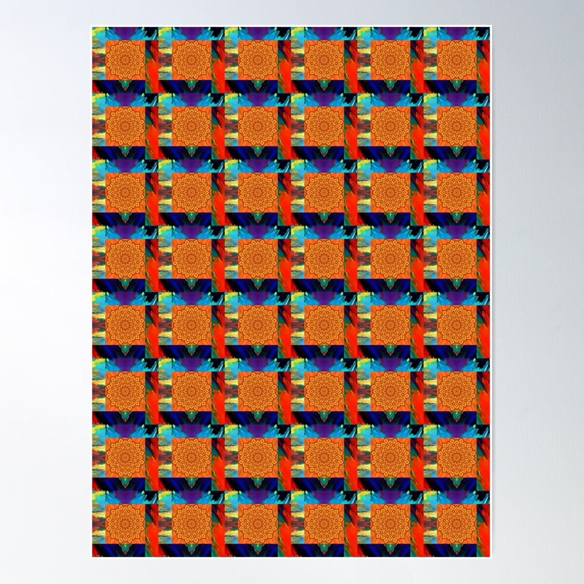 Vibrant And Colorful Mandala Patchwork Collage Pattern Poster Wall Art ...