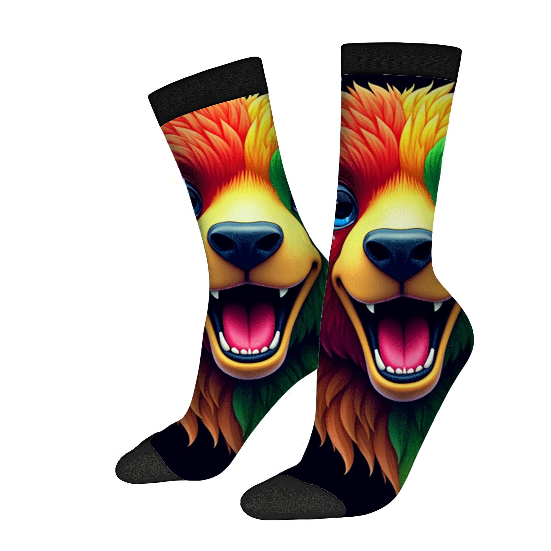 Vibrant Animal Face Socks - 2 Pairs of Colorful Unisex Trendy Socks ...