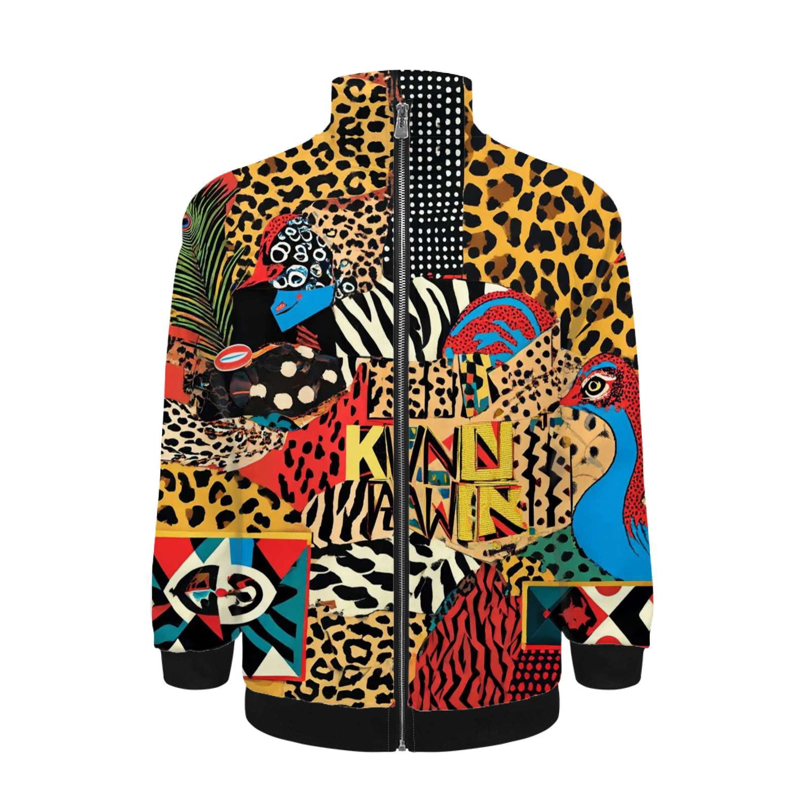 Vibrant Animal Print Collage Art Jacket Men's Street Cool Long Sleeves ...