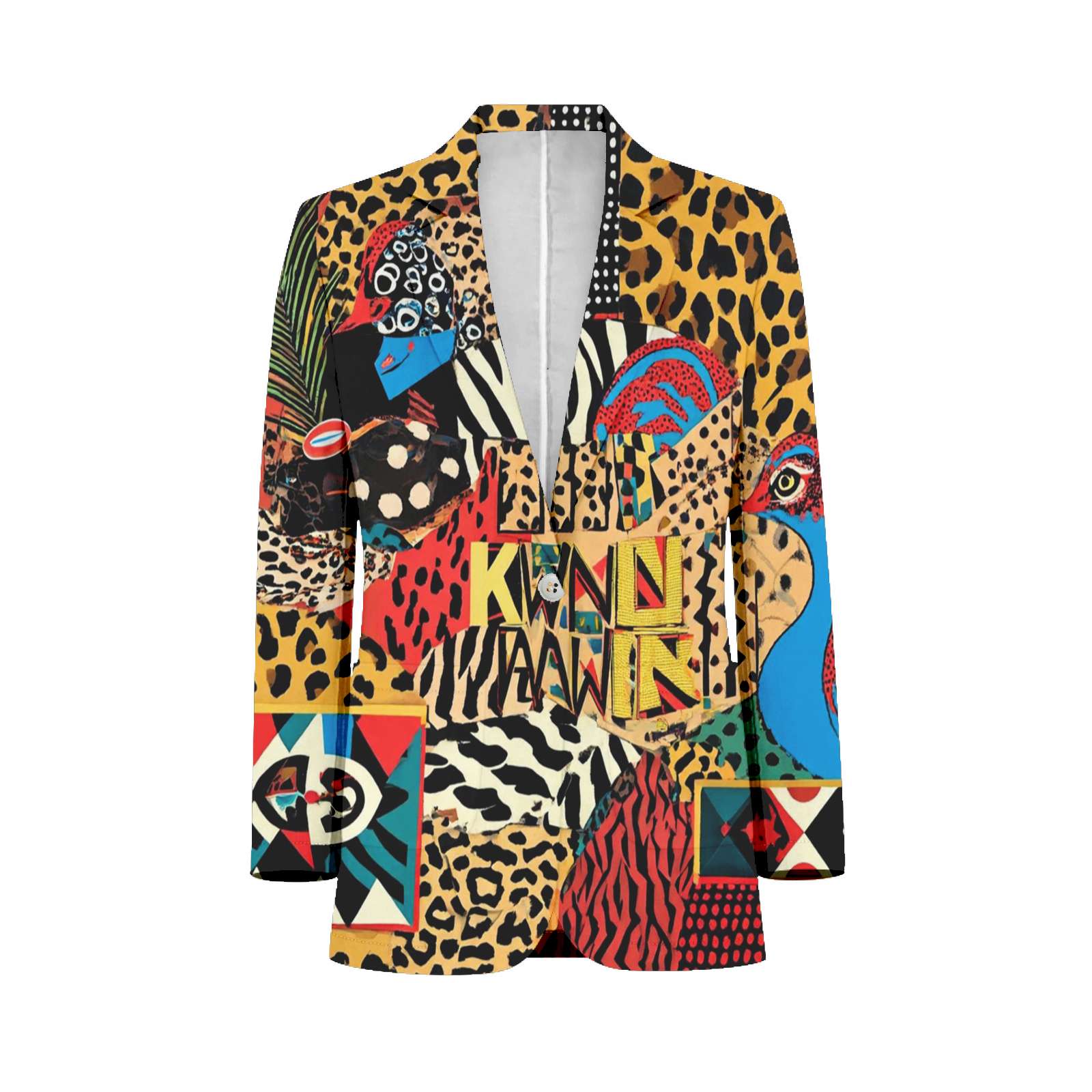 Vibrant Animal Print Collage Art Mens Suits Shawl Collar Slim Fit Suit ...