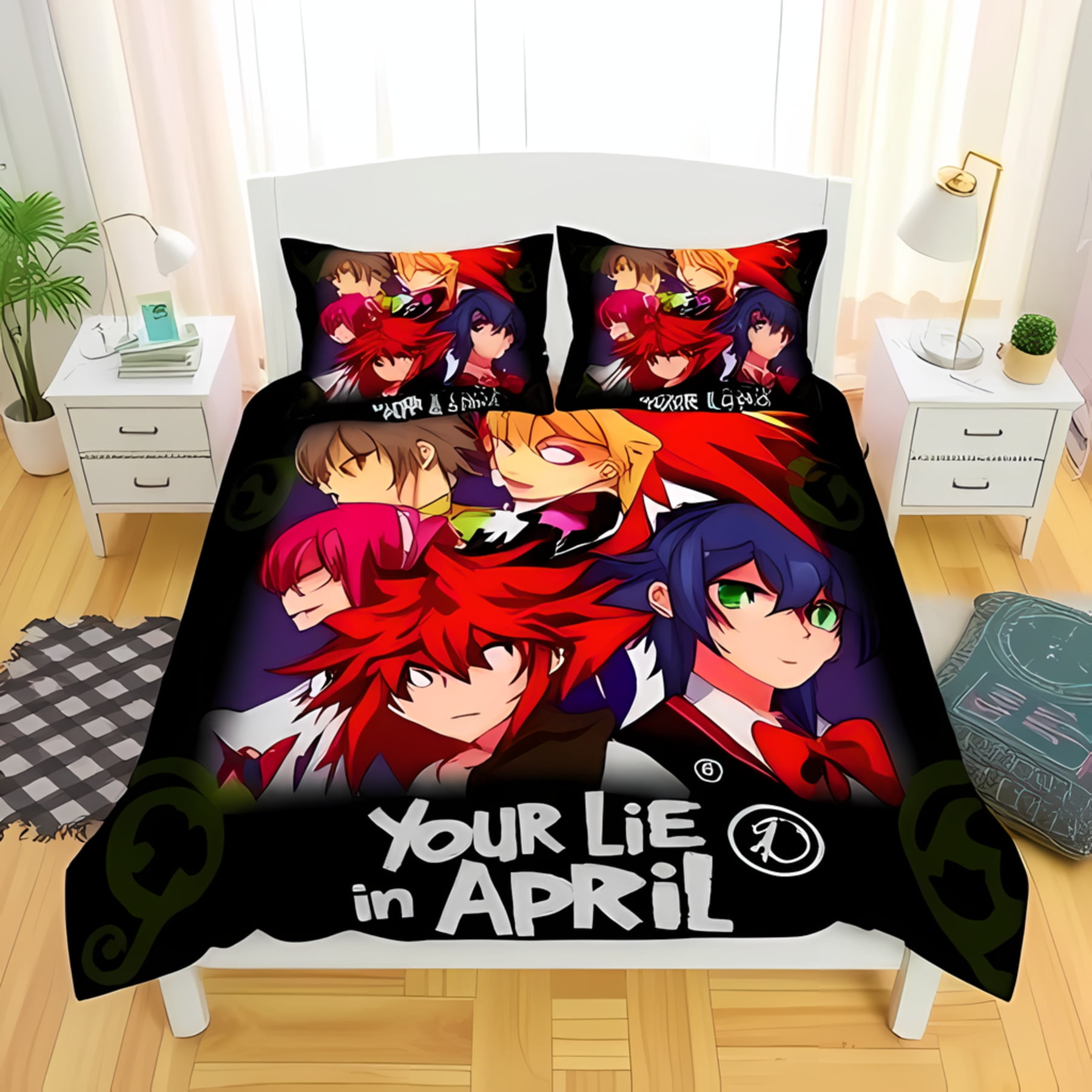 Vibrant Anime Bedspread Featuring Your Lie in April Characters Full ...