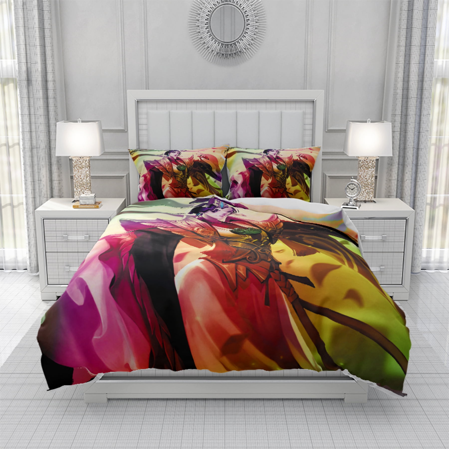Vibrant Anime Inspired 3-Piece Duvet Cover Set - Bold Design in Crimson ...