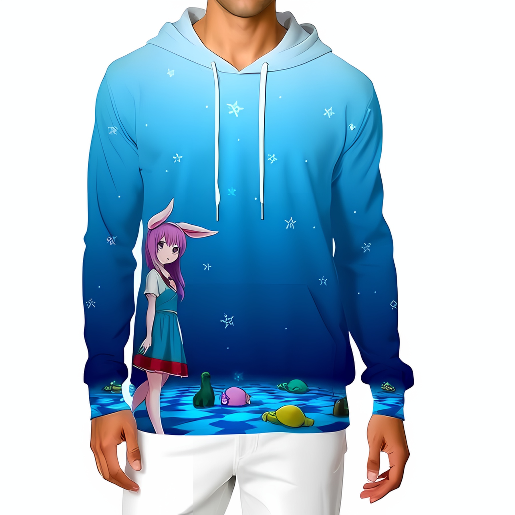 Vibrant Anime-Style 3D Hoodie for Men - Lavender-Haired Girl with ...