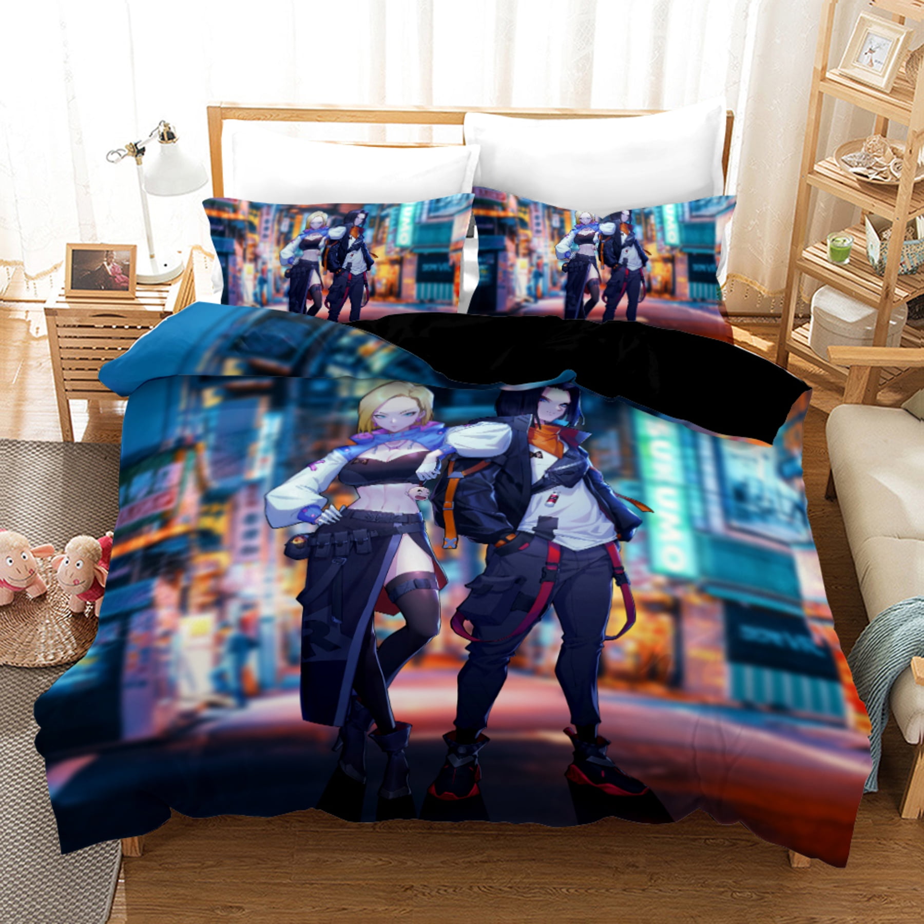 Vibrant Anime-Style Bedding Set Featuring Stylish Characters in ...