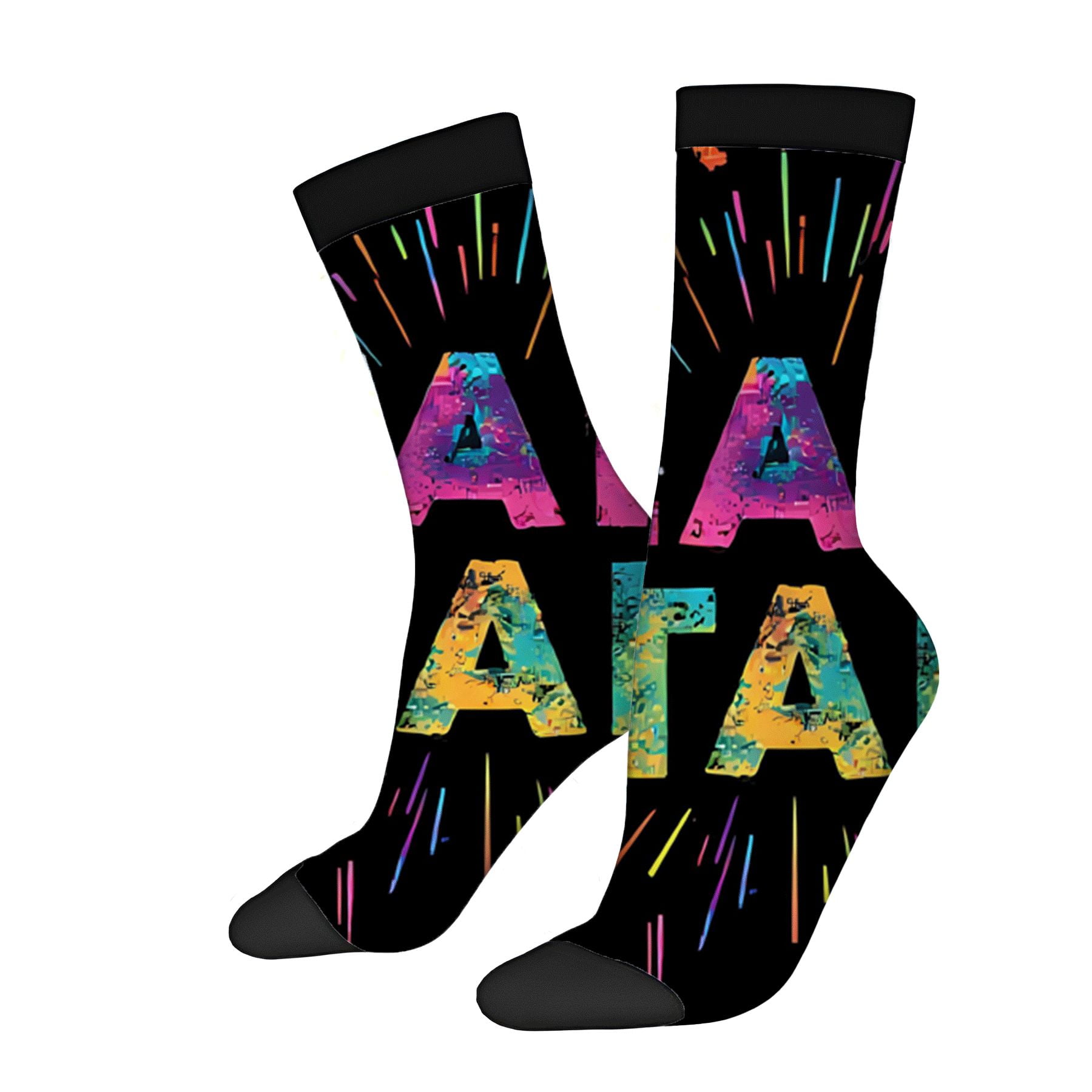 Vibrant Artistic Socks - 2 Pairs of Unisex Trendy Socks with Colorful ...