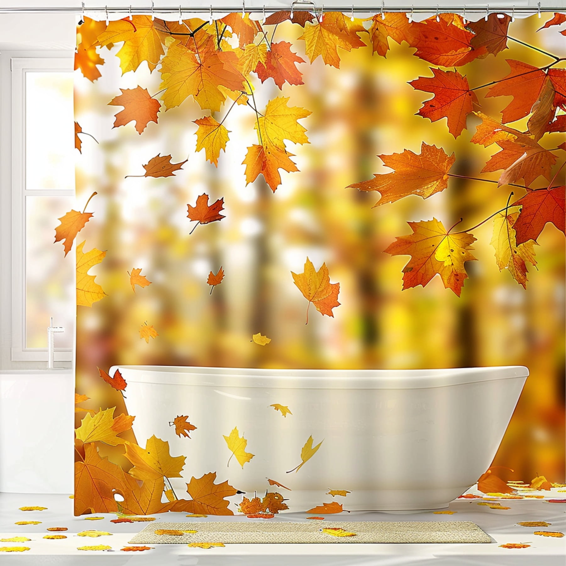 Vibrant Autumn Leaves Shower Curtain Set Transform Your Bathroom With