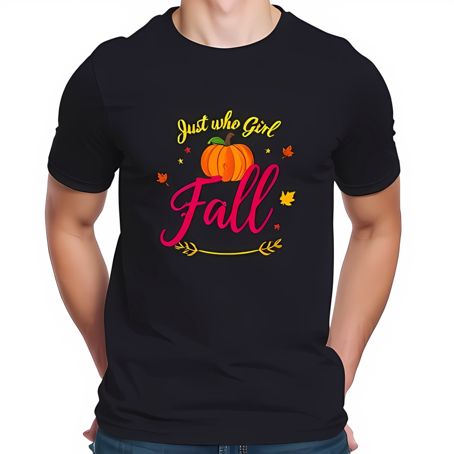 Vibrant Autumn Themed Cotton Short Sleeve T-Shirt with " Just Who Girl ...