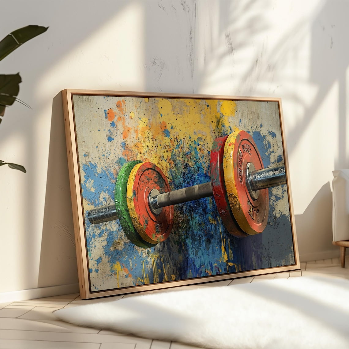 Vibrant Barbell Gym - Abstract Weightlifting Painting - Fitness ...