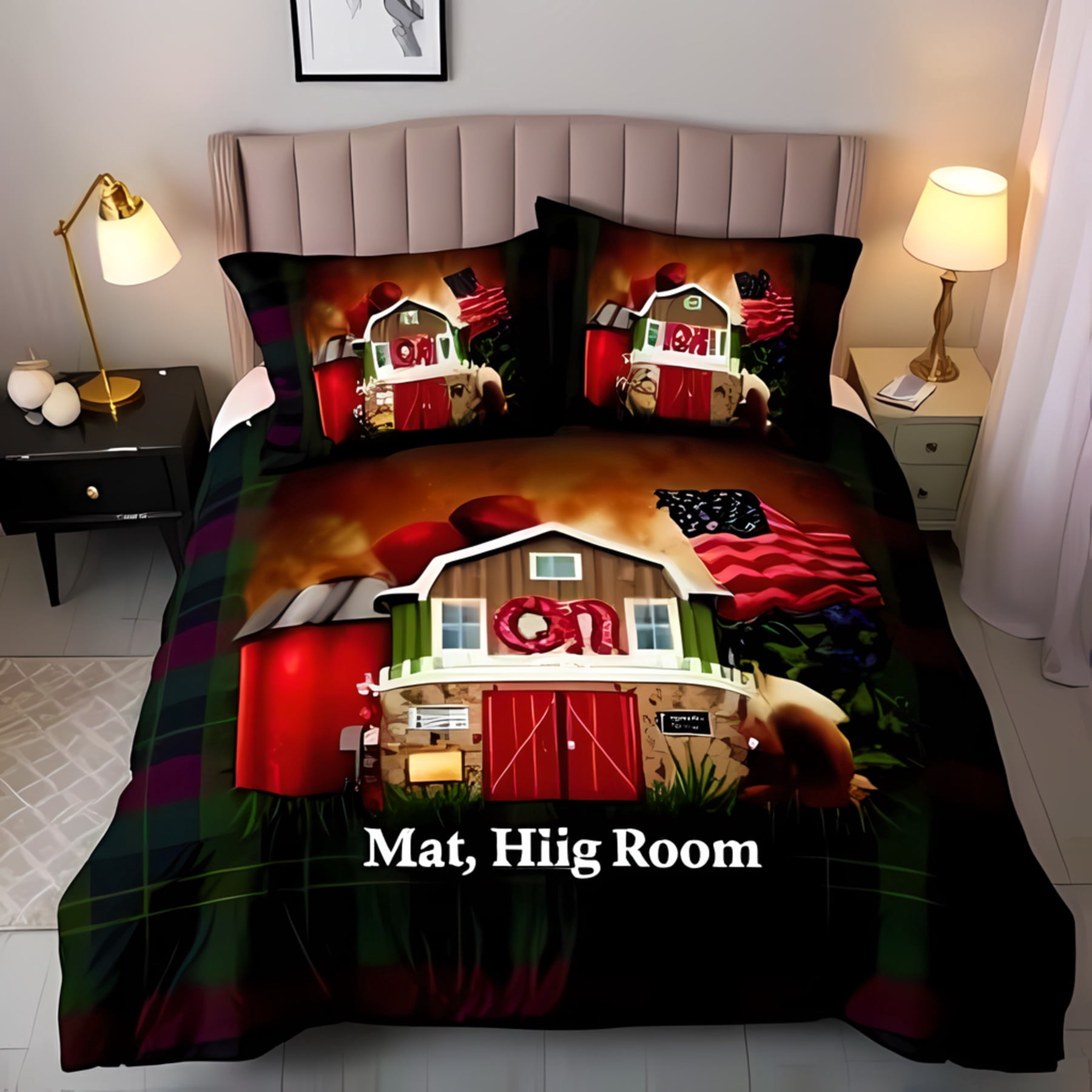 Vibrant BarnThemed Bedding Set with Stylish Duvet Cover & Bedspread for ...