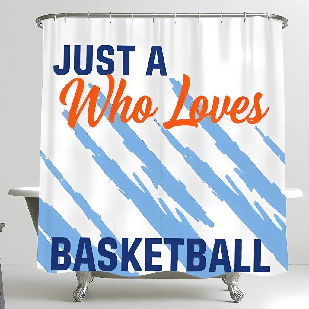 Vibrant Basketball Shower Curtain - Bold Graphic Design with Playful ...