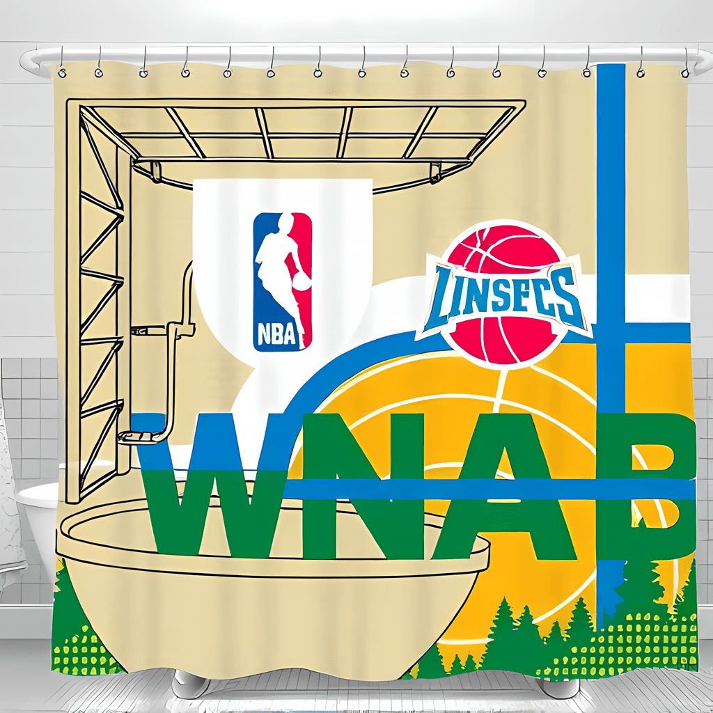 Vibrant Basketball Shower Curtain WNBA Logos with Whimsical Bathtub ...