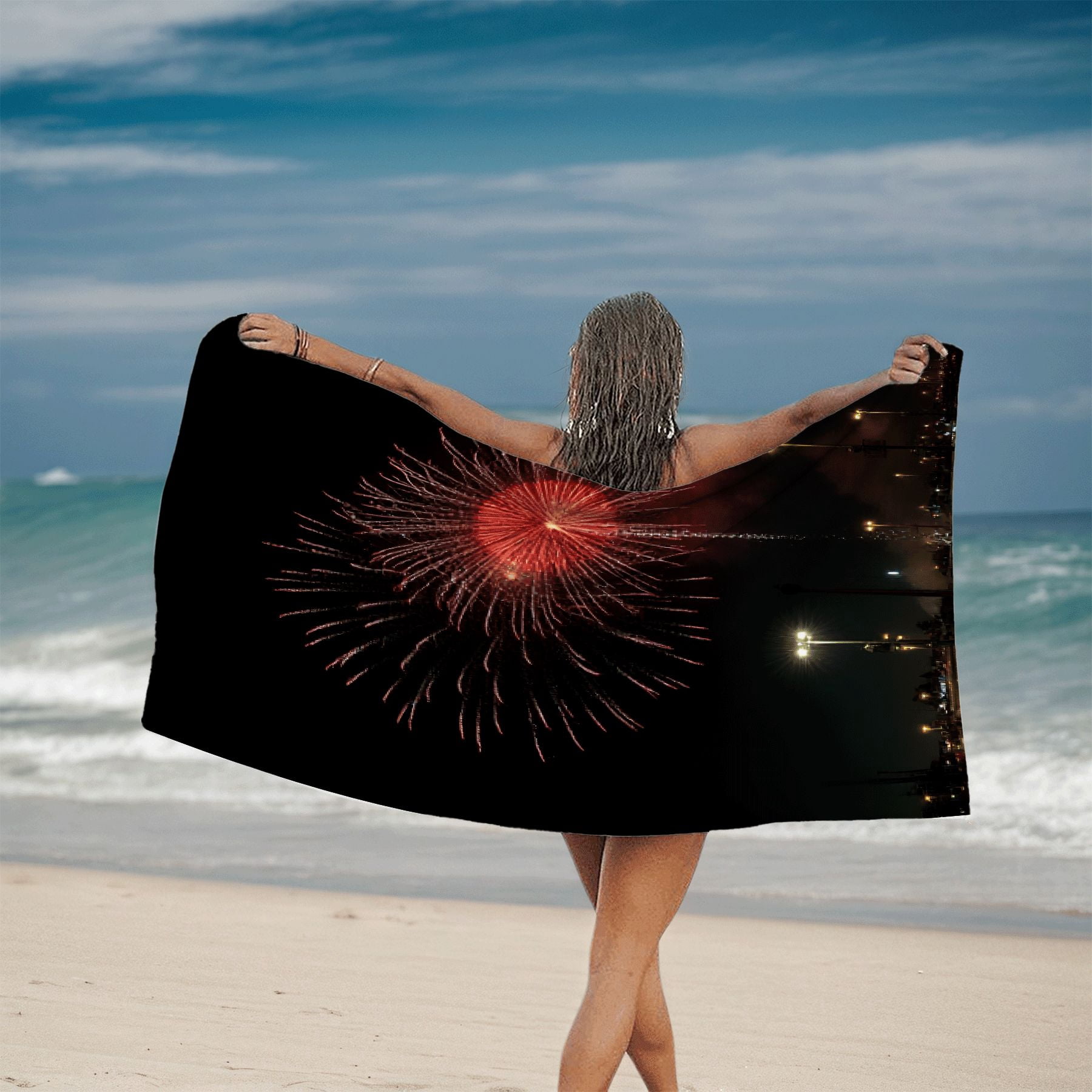 Vibrant Beach & Pool Towel - Colorful Fireworks Design Perfect for ...