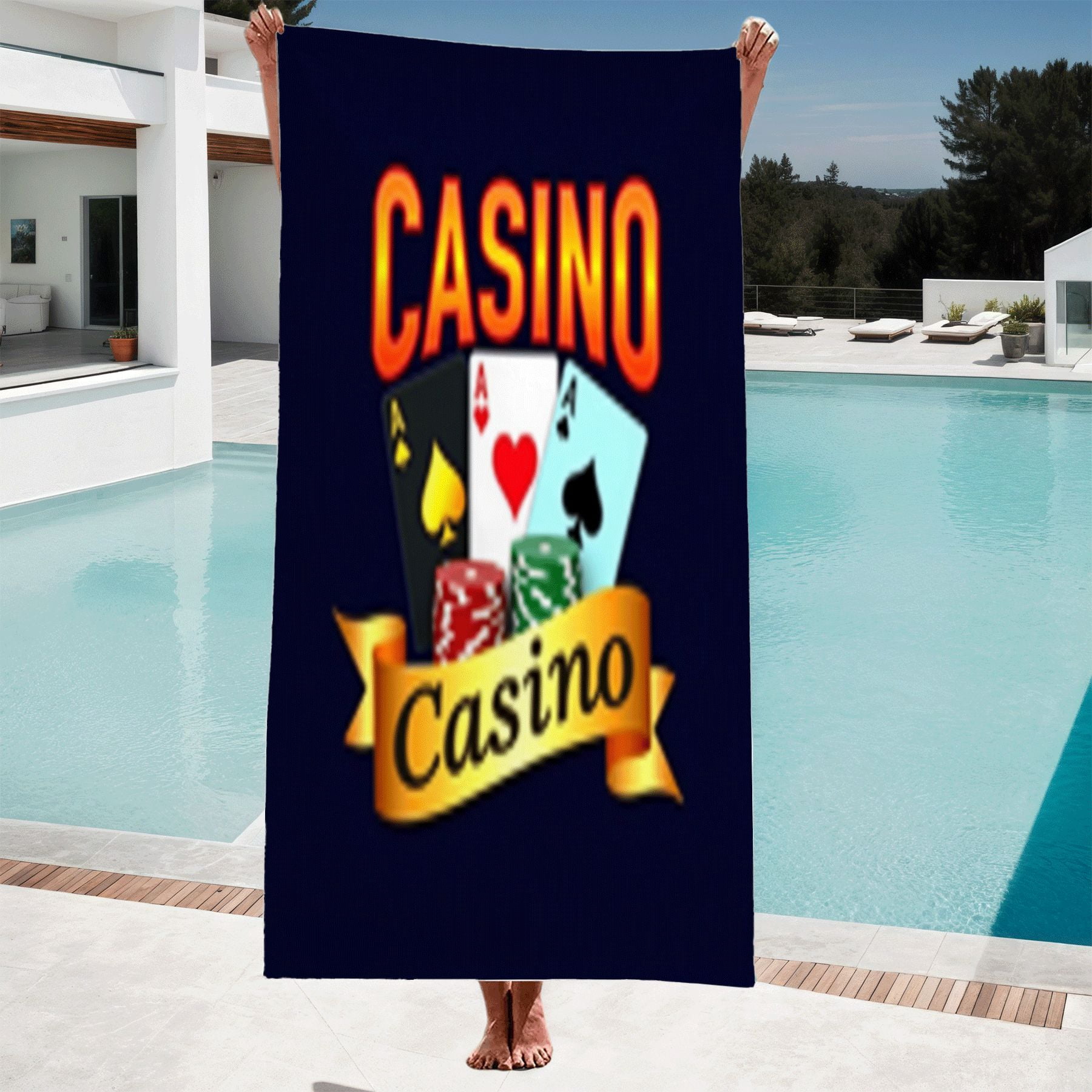 Vibrant Beach Towel with Bold Casino Design - Perfect for Pool Bath and ...