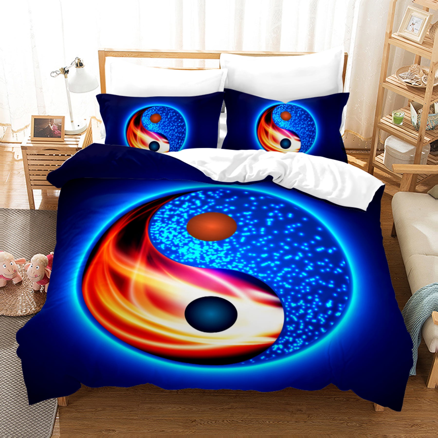 Vibrant Bedding Set Fiery Orange & Red Meets with Sparkling Particles ...
