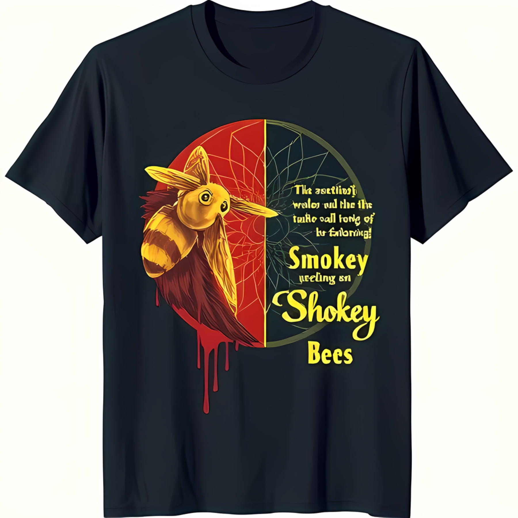 Vibrant Bee Graphic T-Shirt with Dripping Blood Detail Smokey Greeting ...
