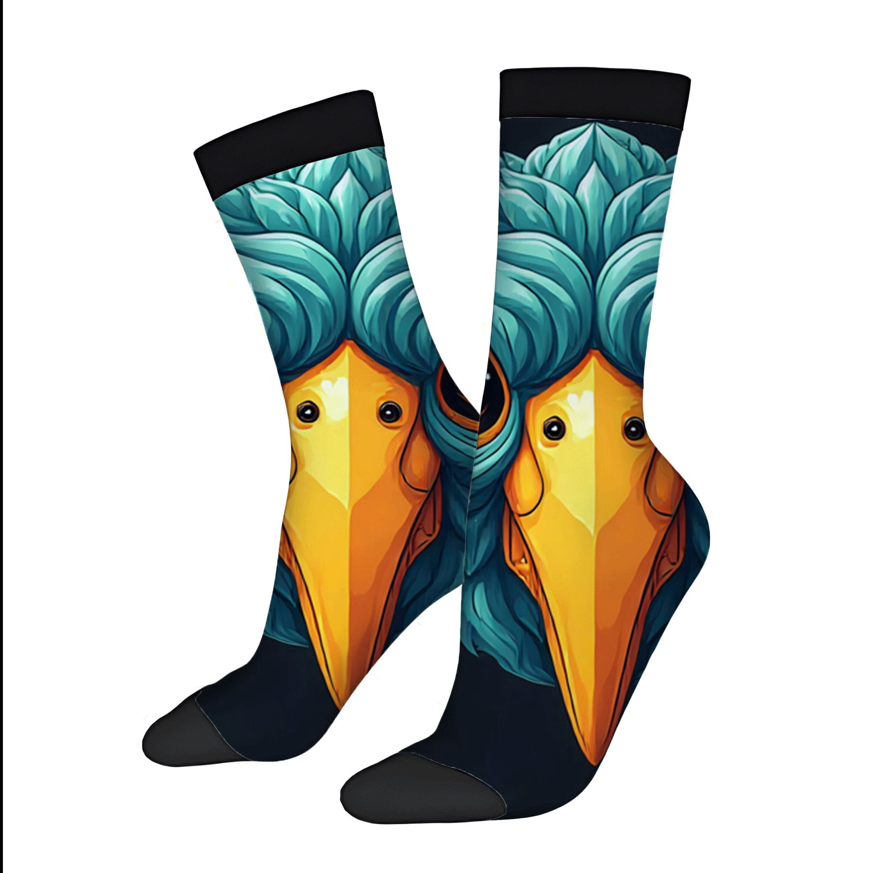 Vibrant Bird Design Socks - 2 Pairs of Unisex Trendy Socks with Bold ...