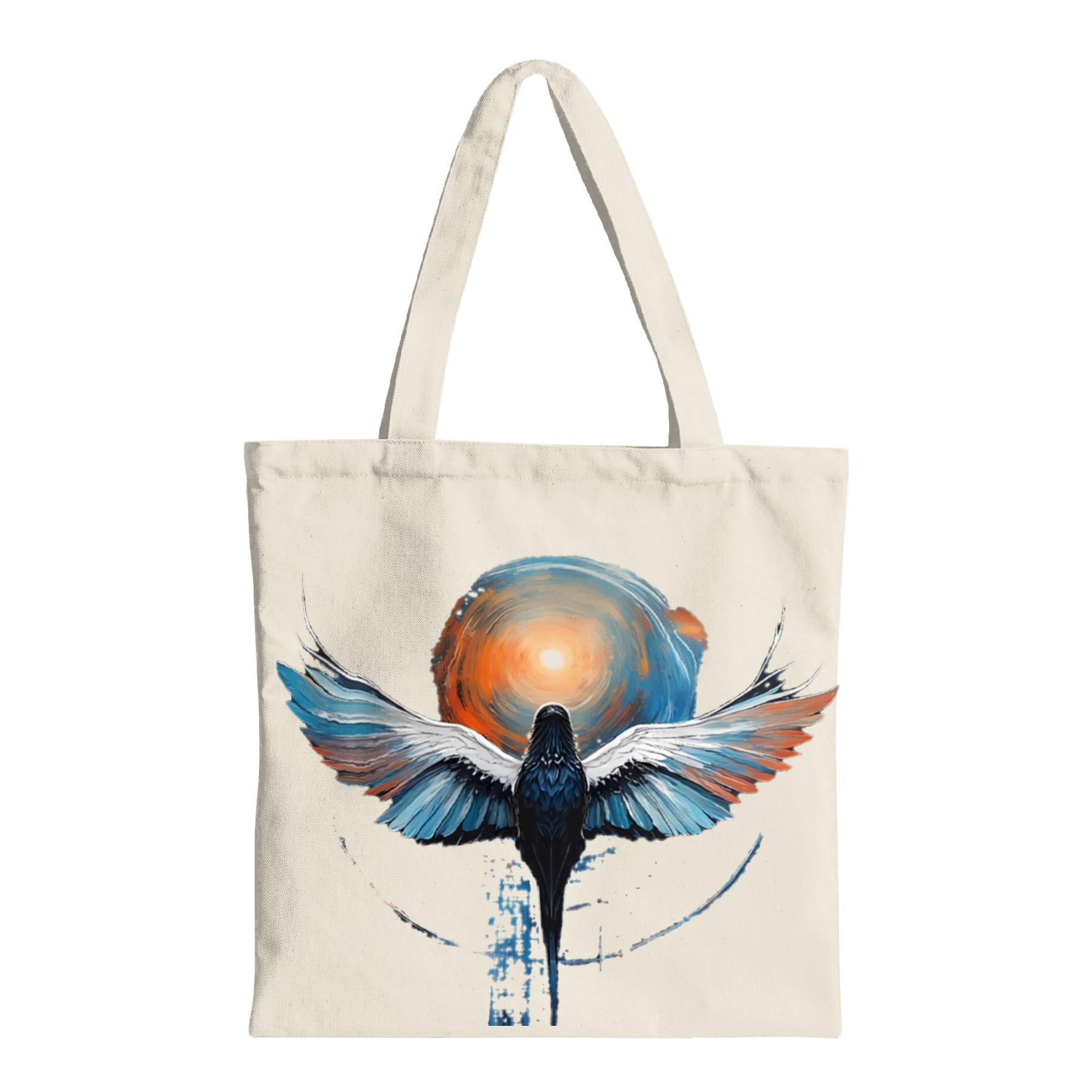 Vibrant Bird Design Tote Bag - Canvas Multifunctional Reusable Shopping ...