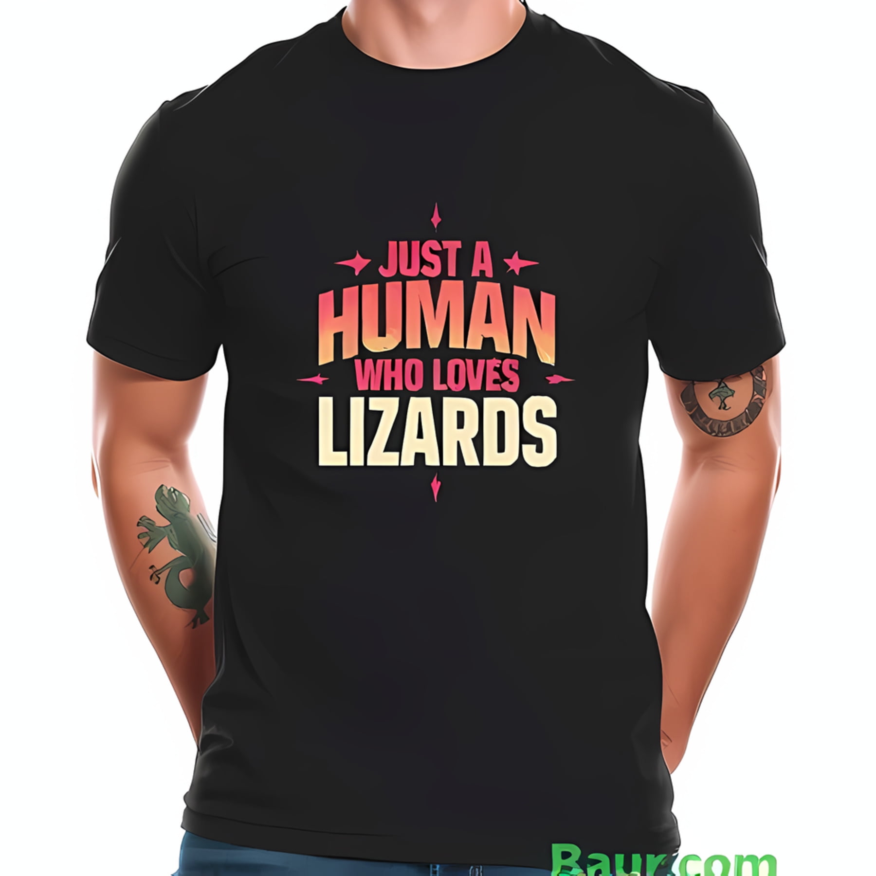 Vibrant Black Cotton Short Sleeve T-Shirt with Bold " JUST A HUMAN WHO ...