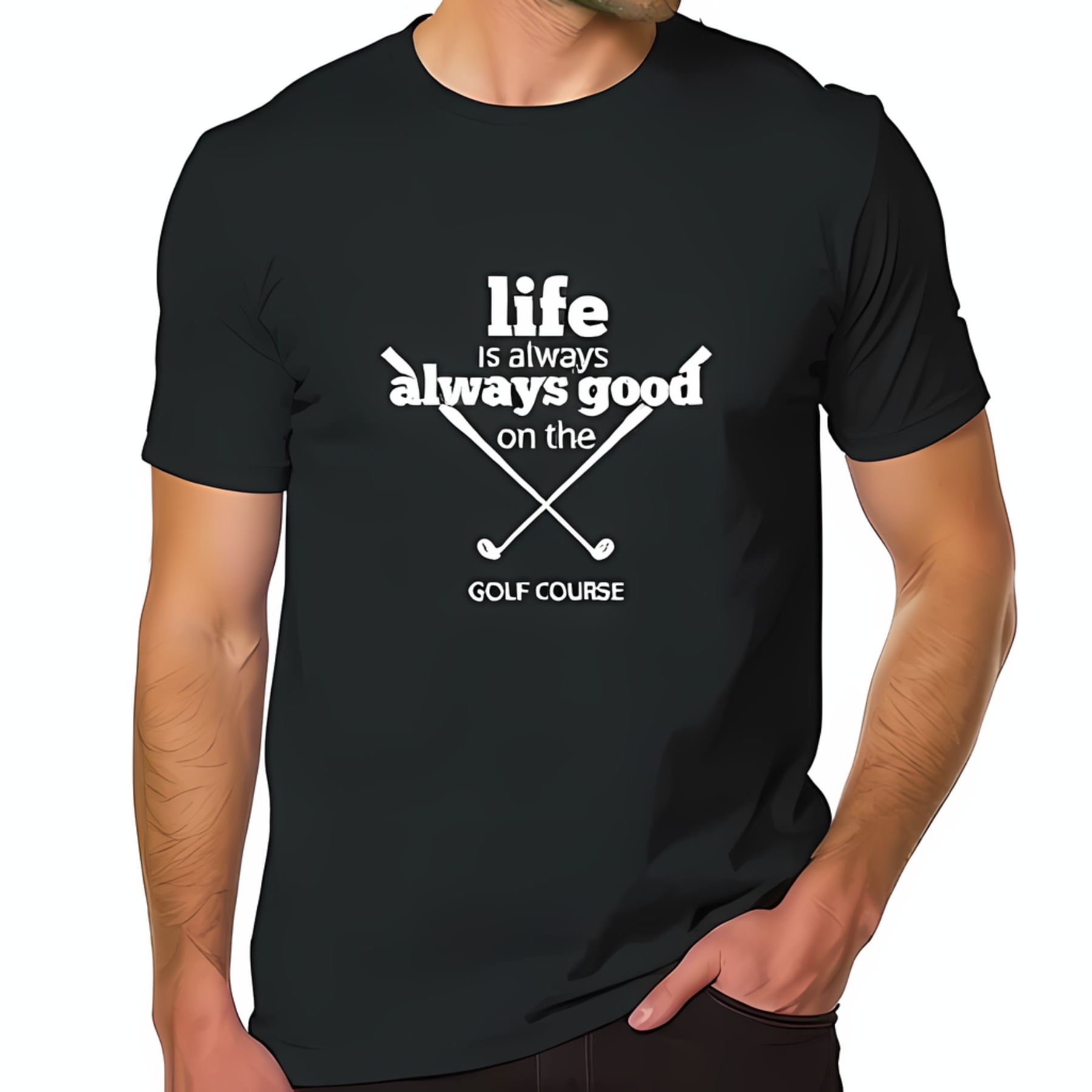 Vibrant Black Cotton Short Sleeve T-Shirt with Bold 'Life is Always ...