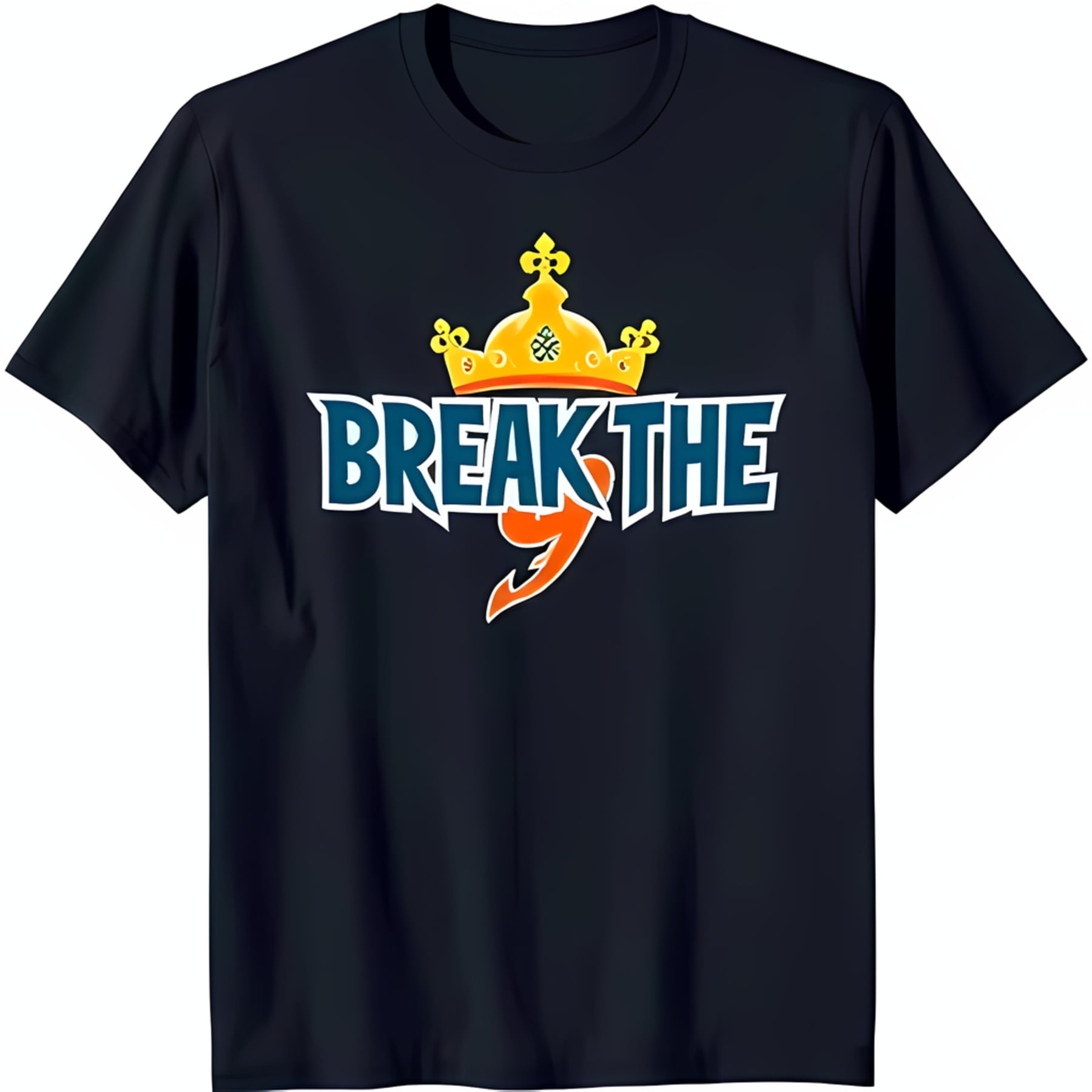 Vibrant Black Neck T-Shirt with Edgy Crown & Number 9 Graphic Design ...