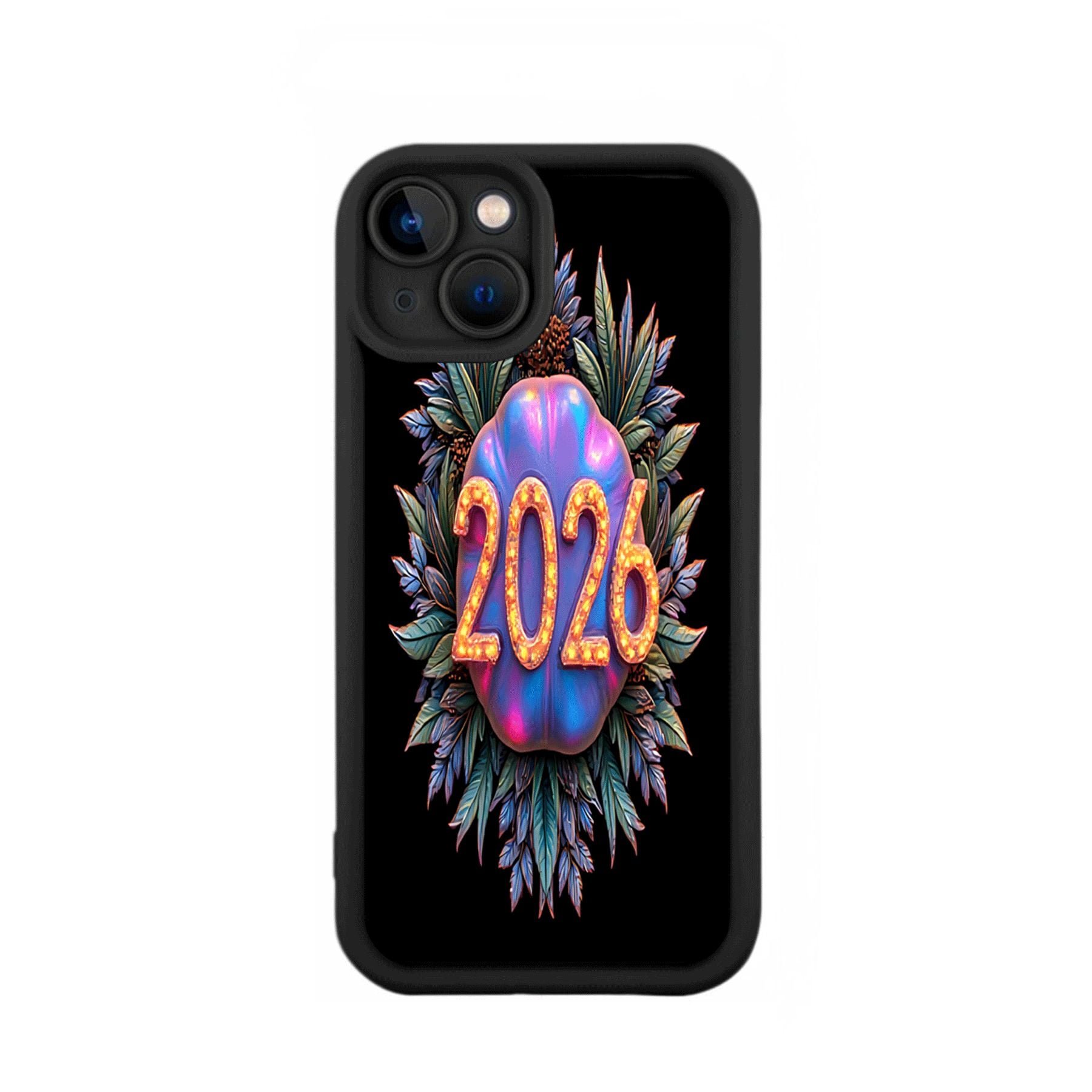 Vibrant Black Phone Case for iPhone 15 - Colorful Pear & Intricate ...