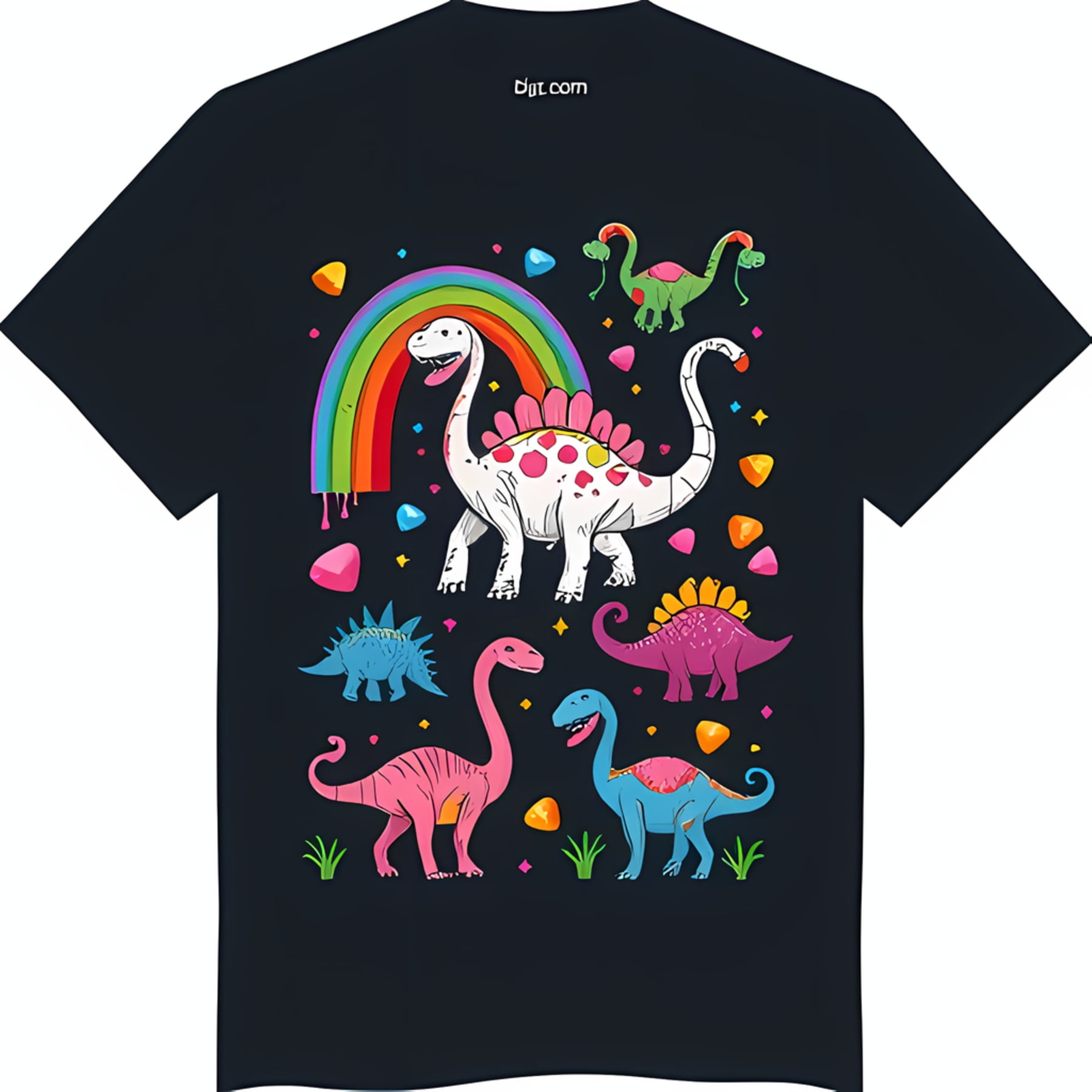 Vibrant Black T-Shirt with Colorful Chest Graphic & Whimsical Design ...