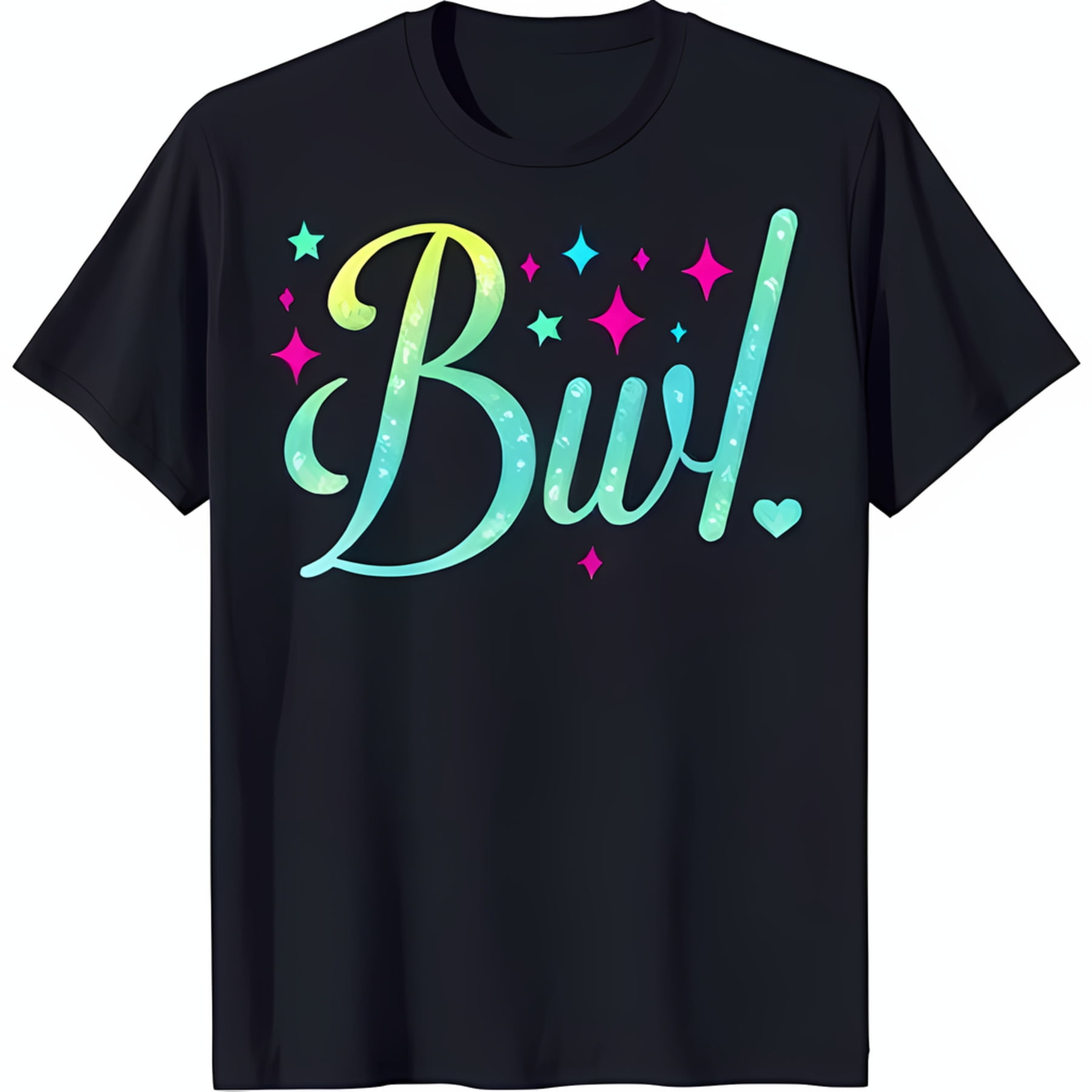 Vibrant Black T-Shirt with Shimmering & Green Gradient Design Playful ...