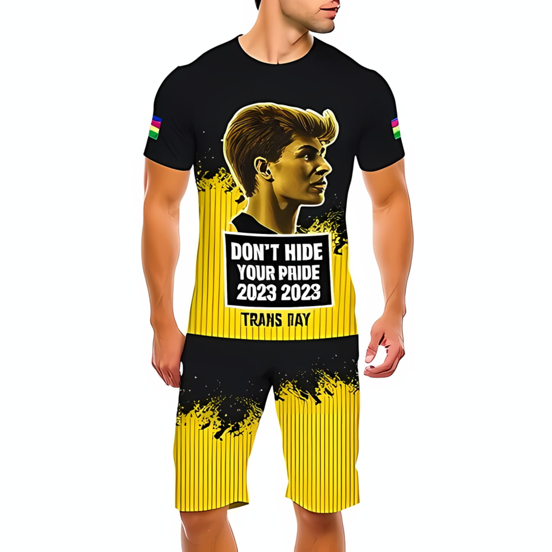 Vibrant Black with Bold Yellow Stripes & Graphic Portrait - " Don't ...