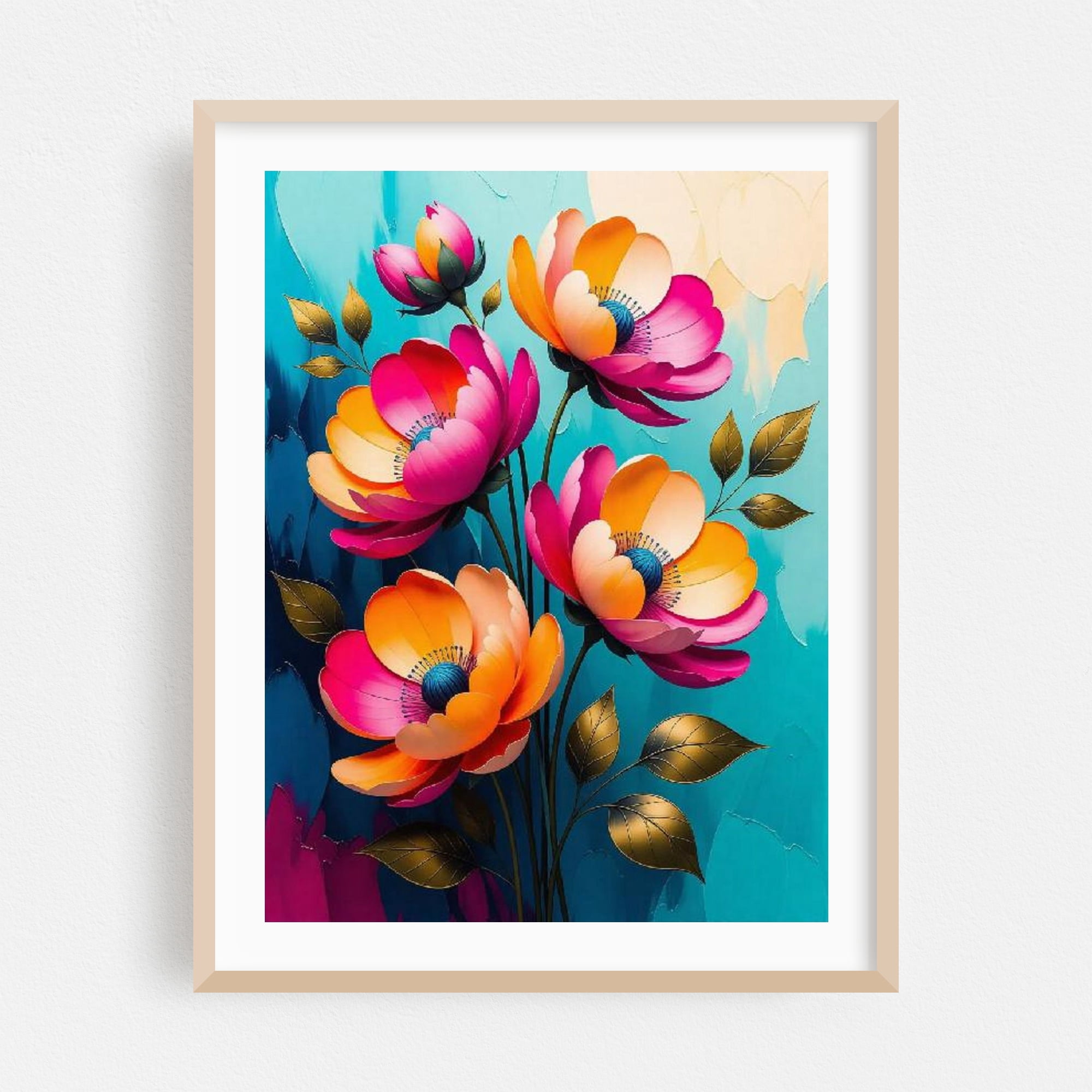 Vibrant Bloom Symphony - Painting Floral Modern Art Botanical Flowers ...