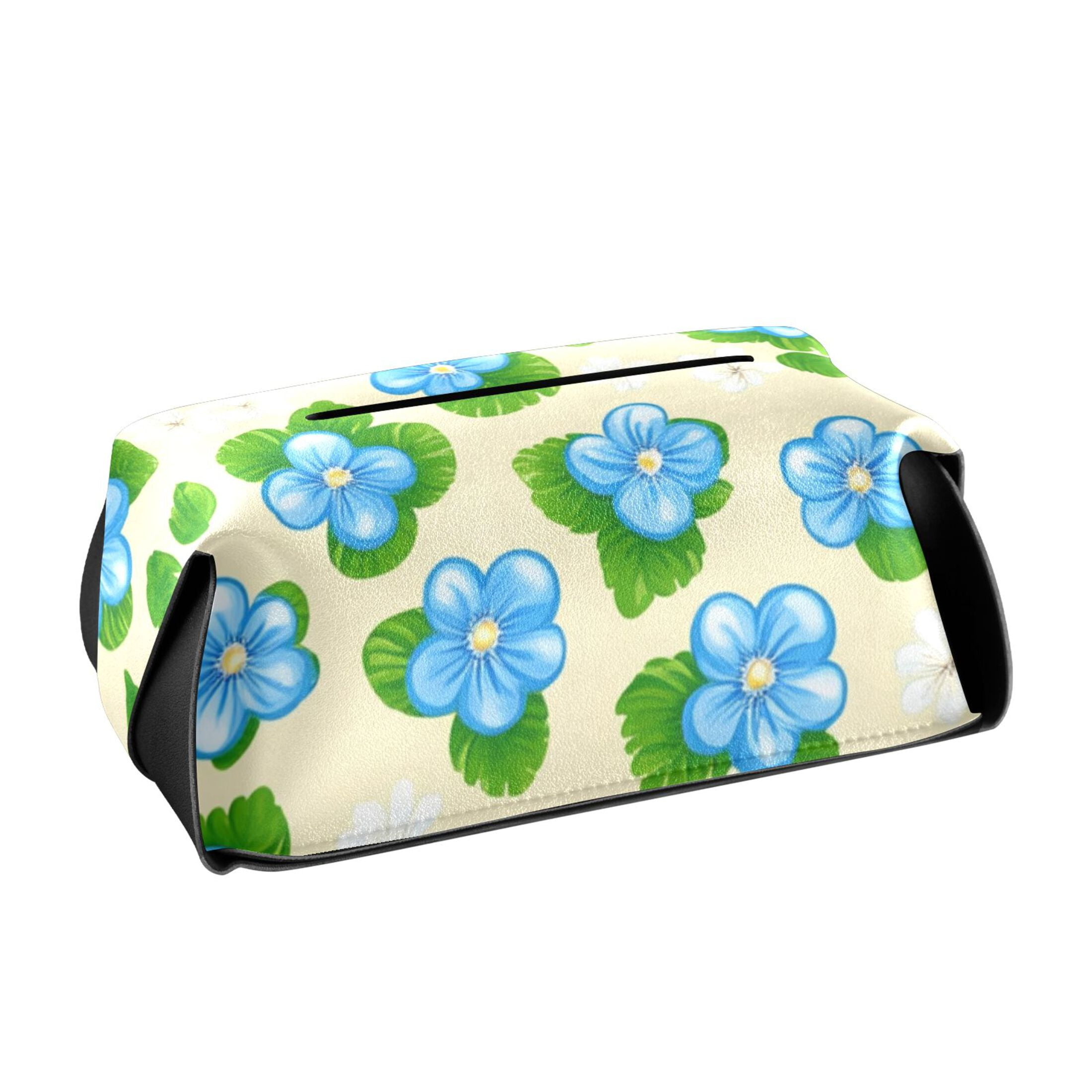 Vibrant Blue Flower Tissue Box Cover Leather Square Rectangle Tissue ...