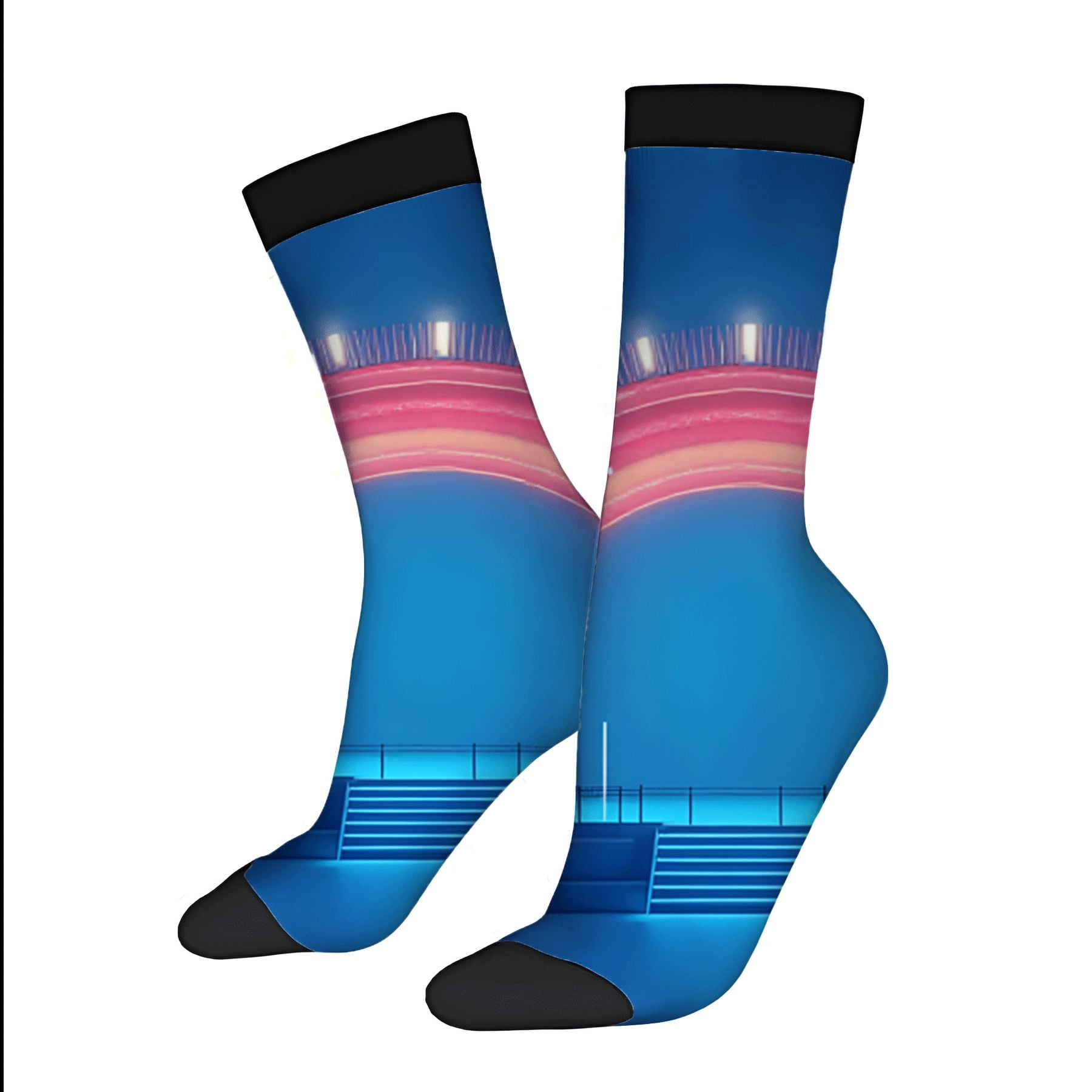 Vibrant Blue Gradient Socks with Stadium Design 2 Pairs of Unisex ...
