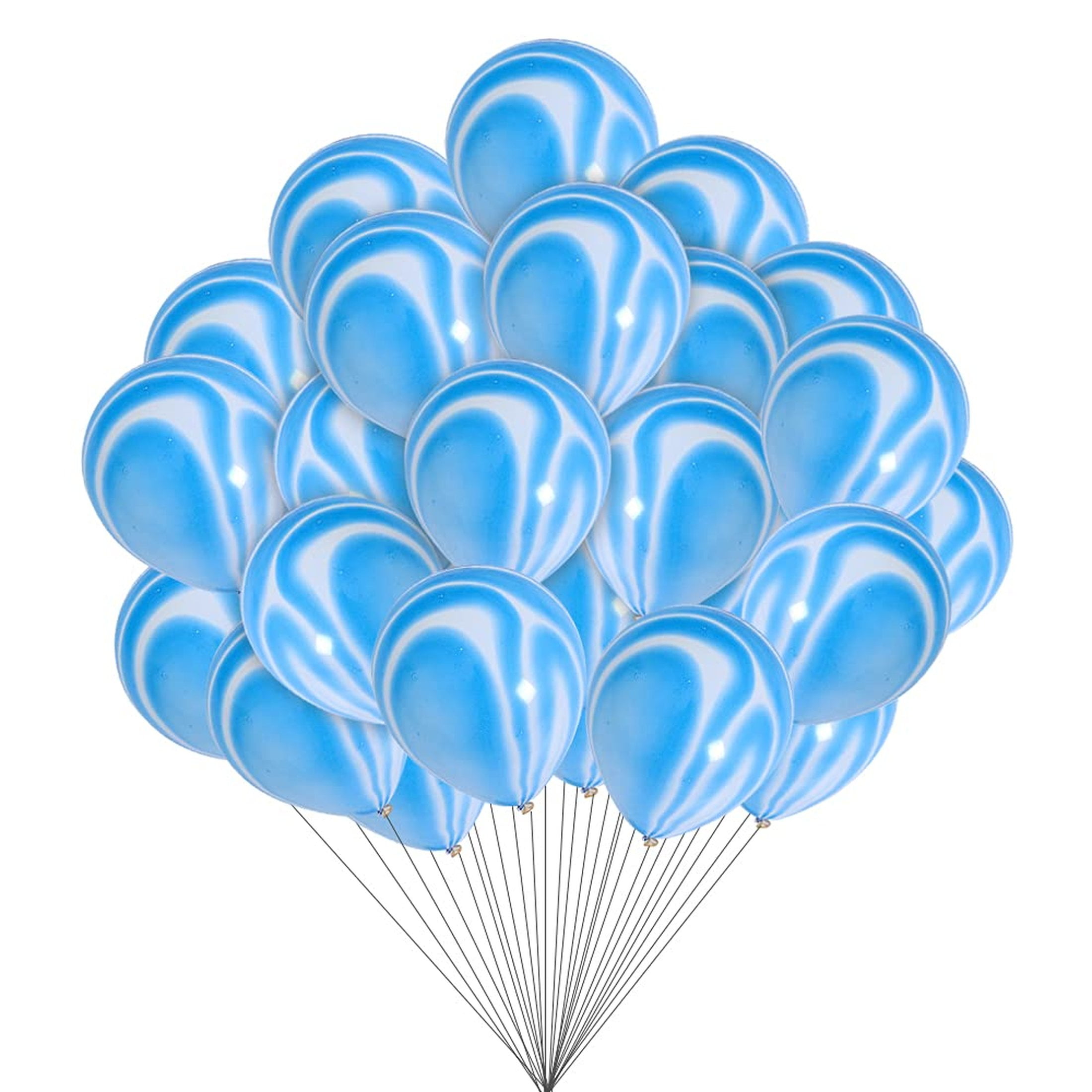 Vibrant Blue Marble Balloons - 50 Pack of 12-Inch Tie-Dyed Latex ...