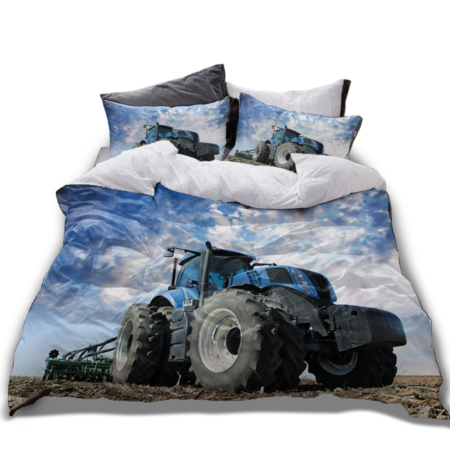 Vibrant Blue Tractor 3-Piece Duvet Cover Set Perfect for Farming ...