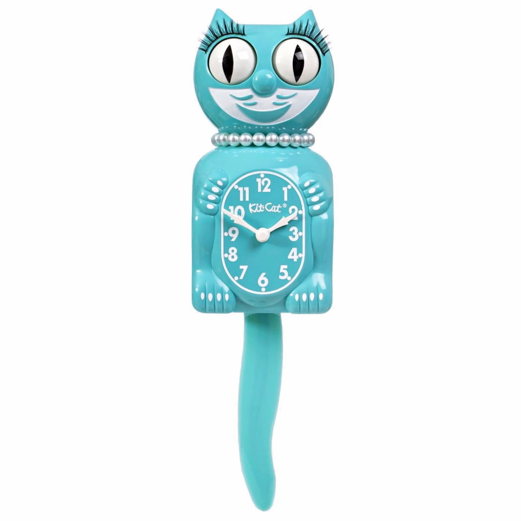 Vibrant Blue Turquoise Lady Kit Cat Clock 15.5" Full Size Kit-Cat Klock ...