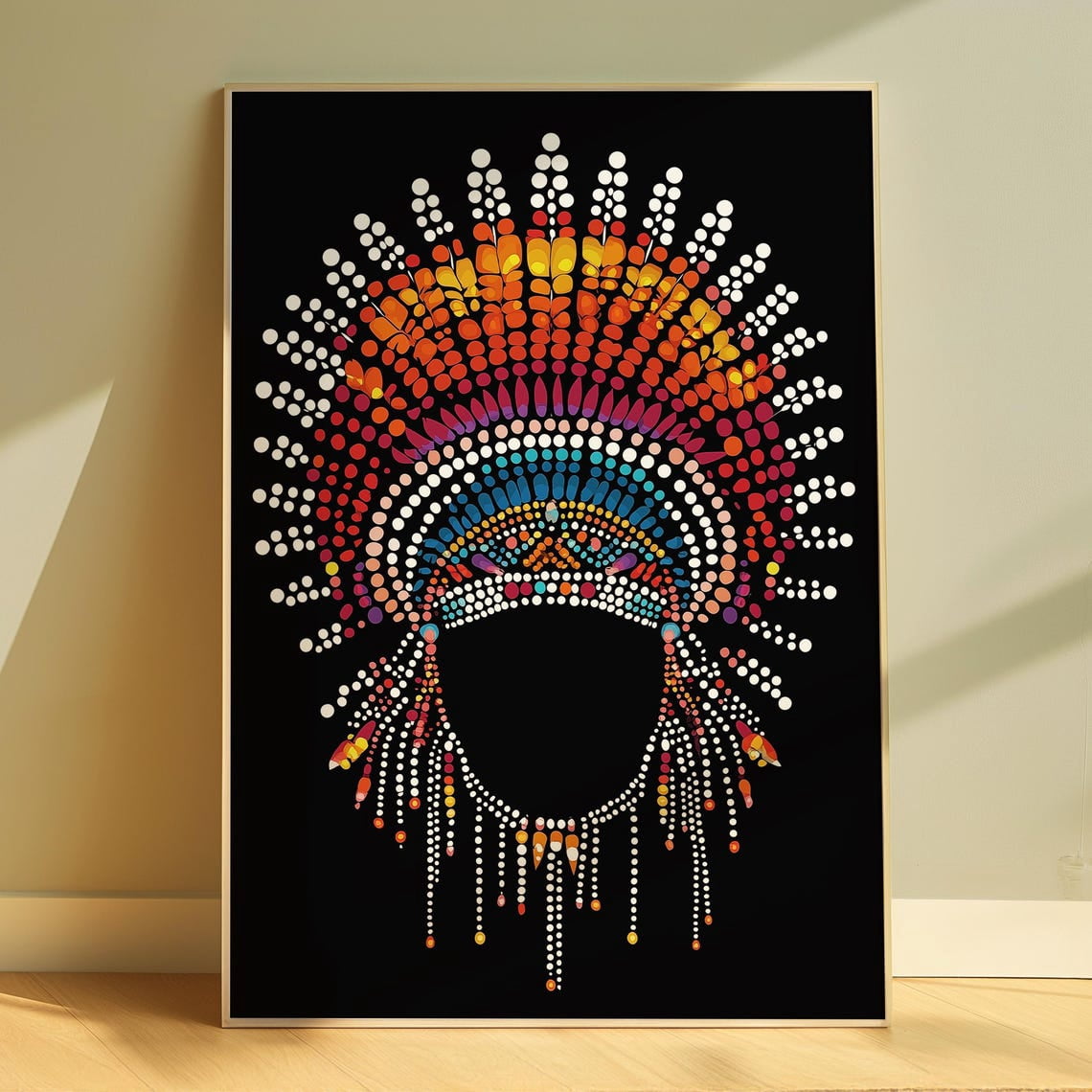 Vibrant Boho Wall Decor Aboriginal Inspired Dot Painting Tribal Poster ...