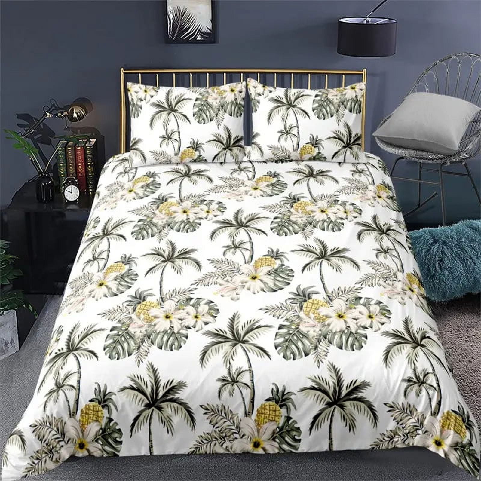 Bed Sheet Set Vibrant Botanical Floral Twin Size Lotus Flower Leaves ...