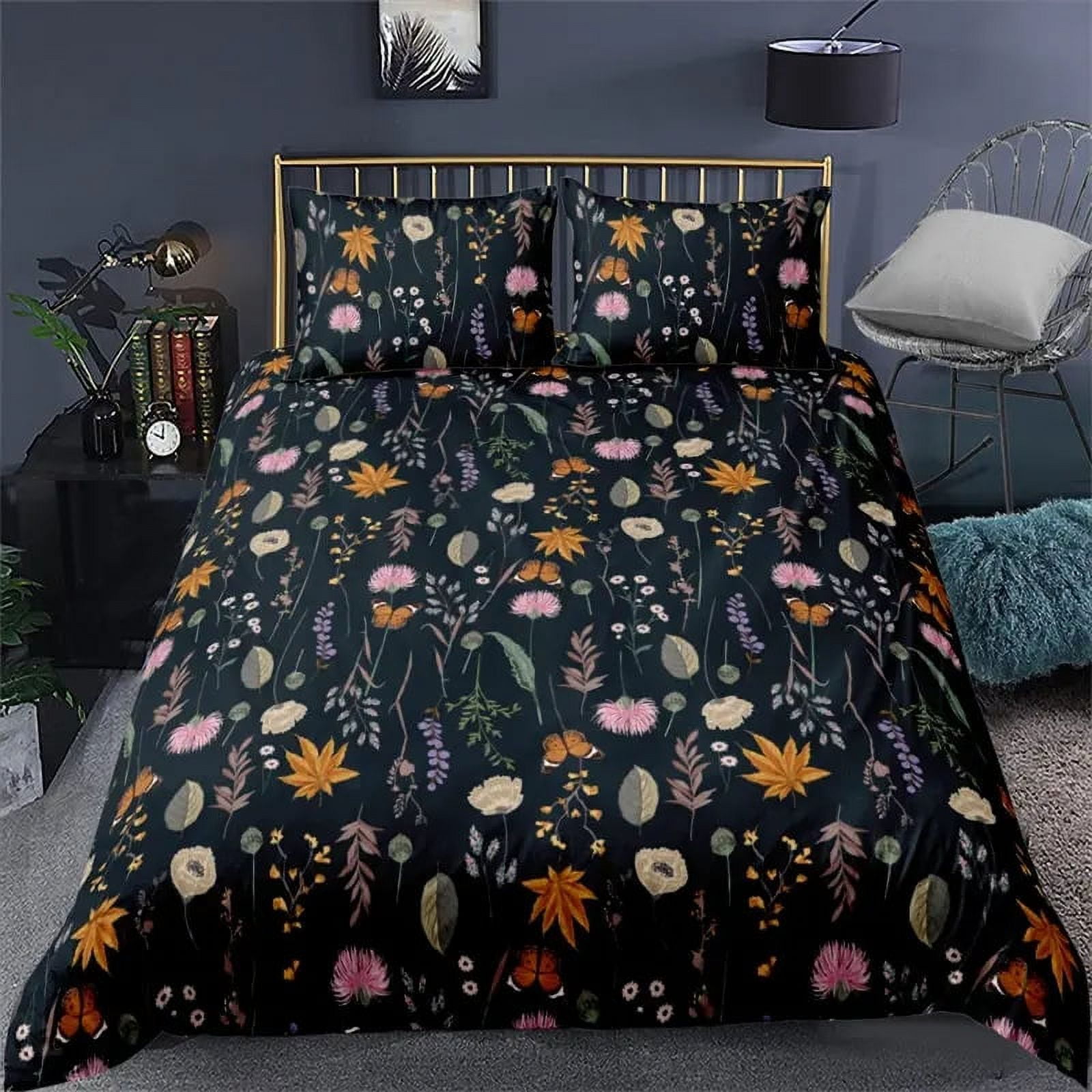 Bed Sheet Set Vibrant Botanical Floral Twin Size Lotus Flower Leaves ...