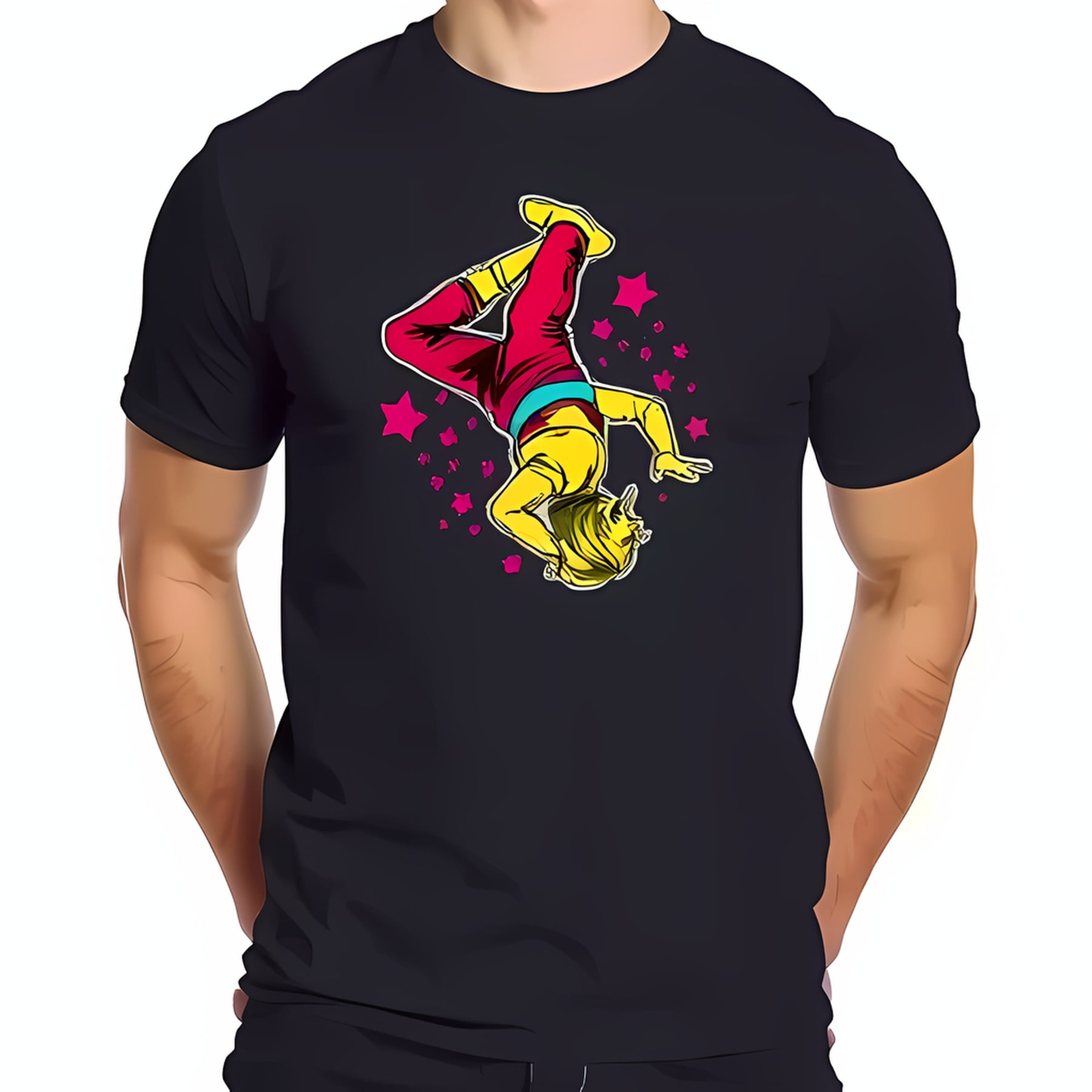 Vibrant Breakdancer T-Shirt - Bold Pop Art Design with Headspin ...