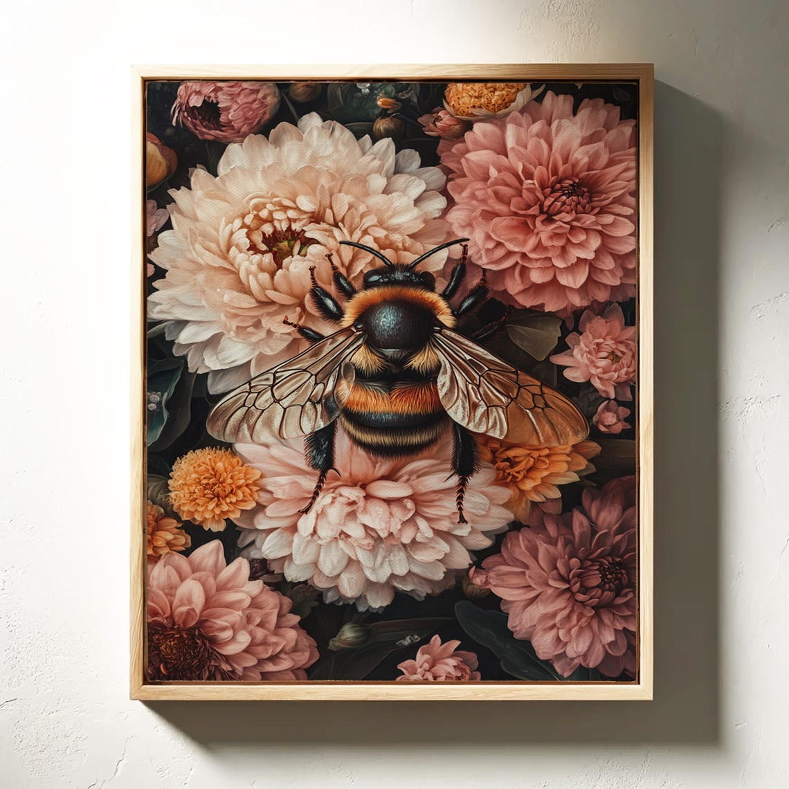 Vibrant Bumblebee On Soft Floral Blooms - Stunning Nature-Inspired Wall Art For Unique Home And ...