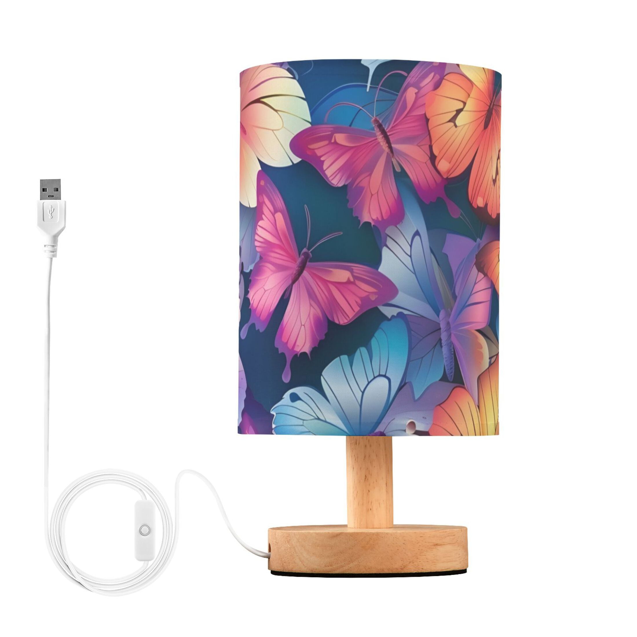 Vibrant Butterflies Bedside Desk Lamp LED Table Nightstand Lamps Warm ...